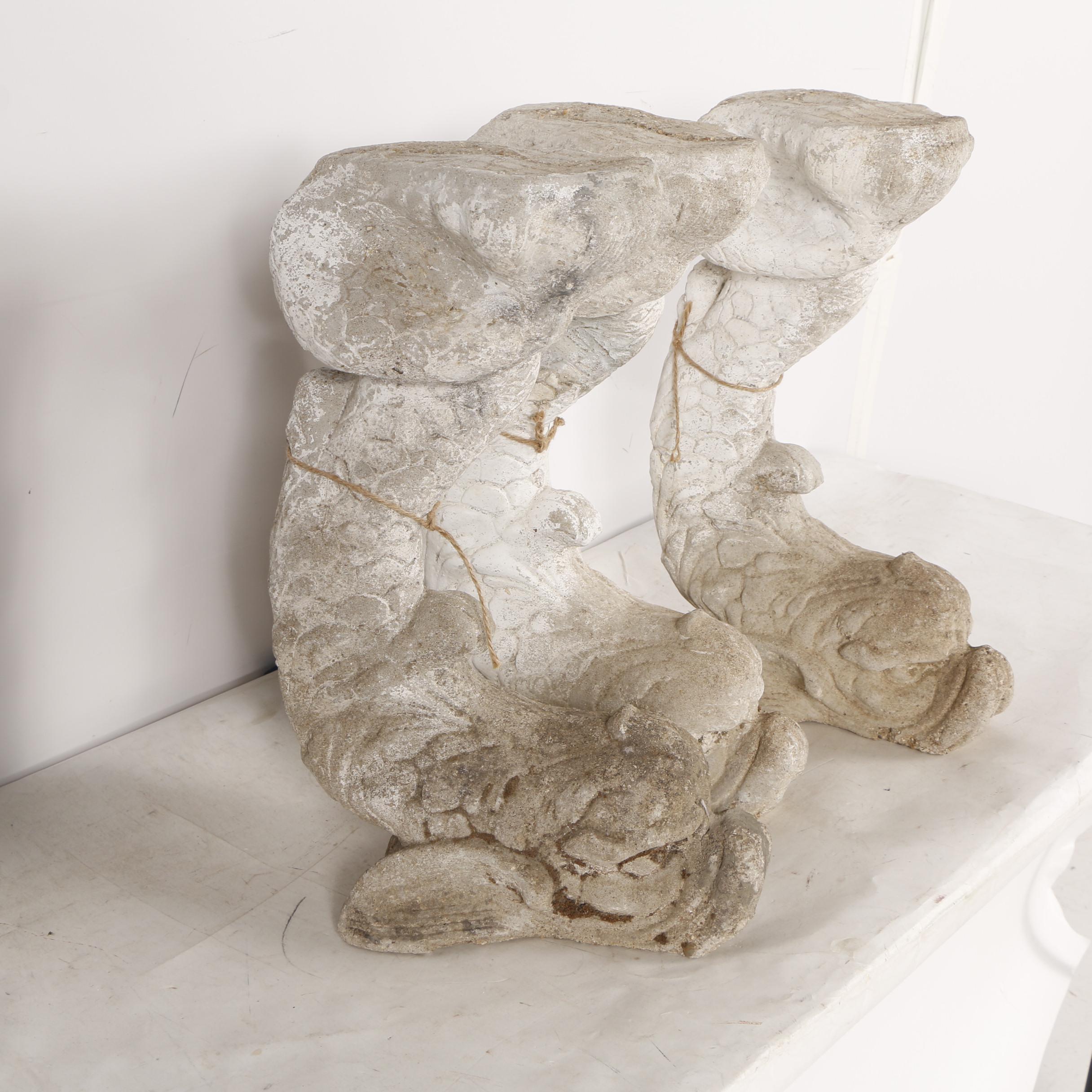 Three Concrete Dolphin Pedestals | EBTH