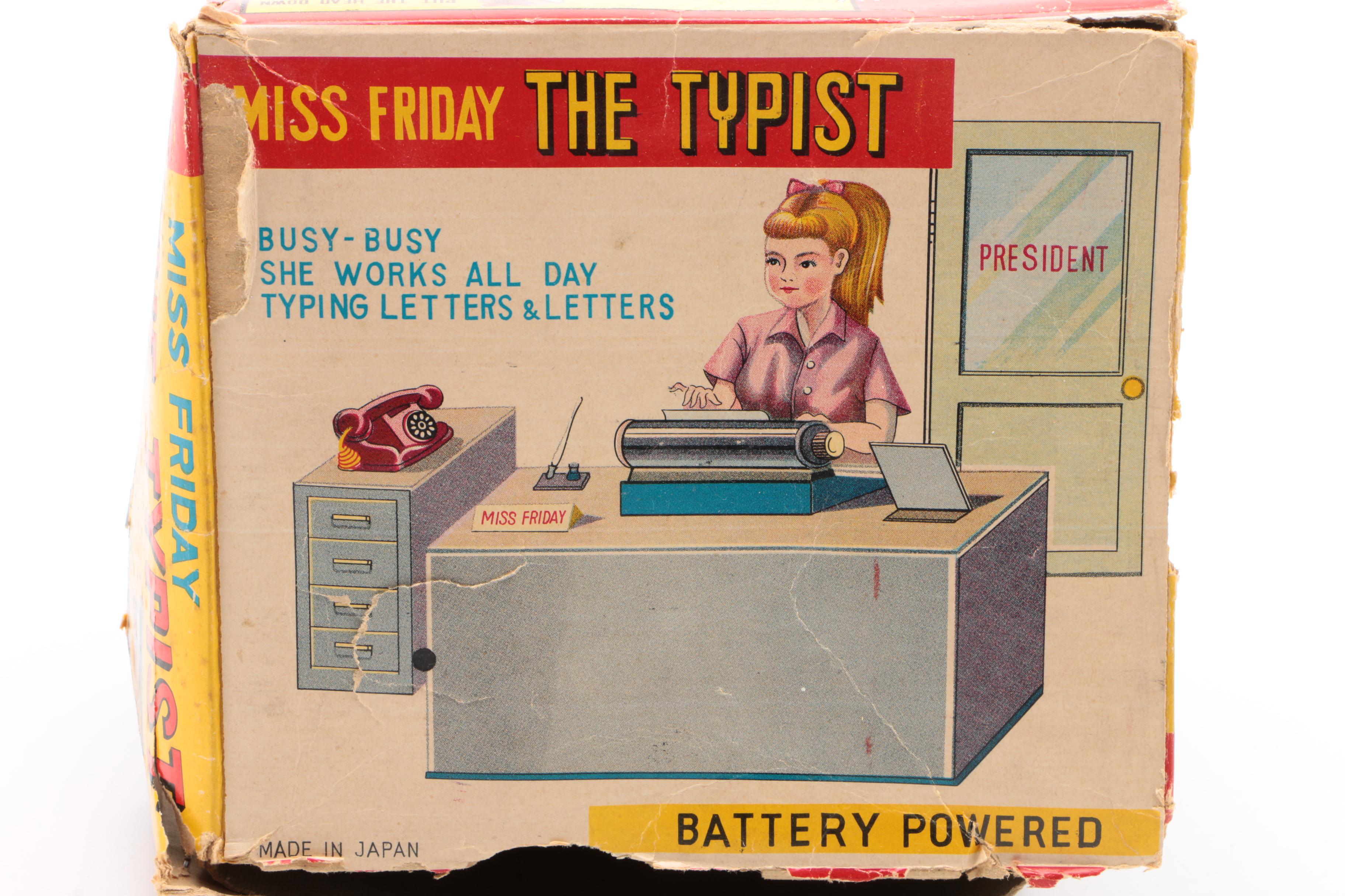 Japanese "Miss Friday The Typist" Battery Operated Toy in Original Box ...