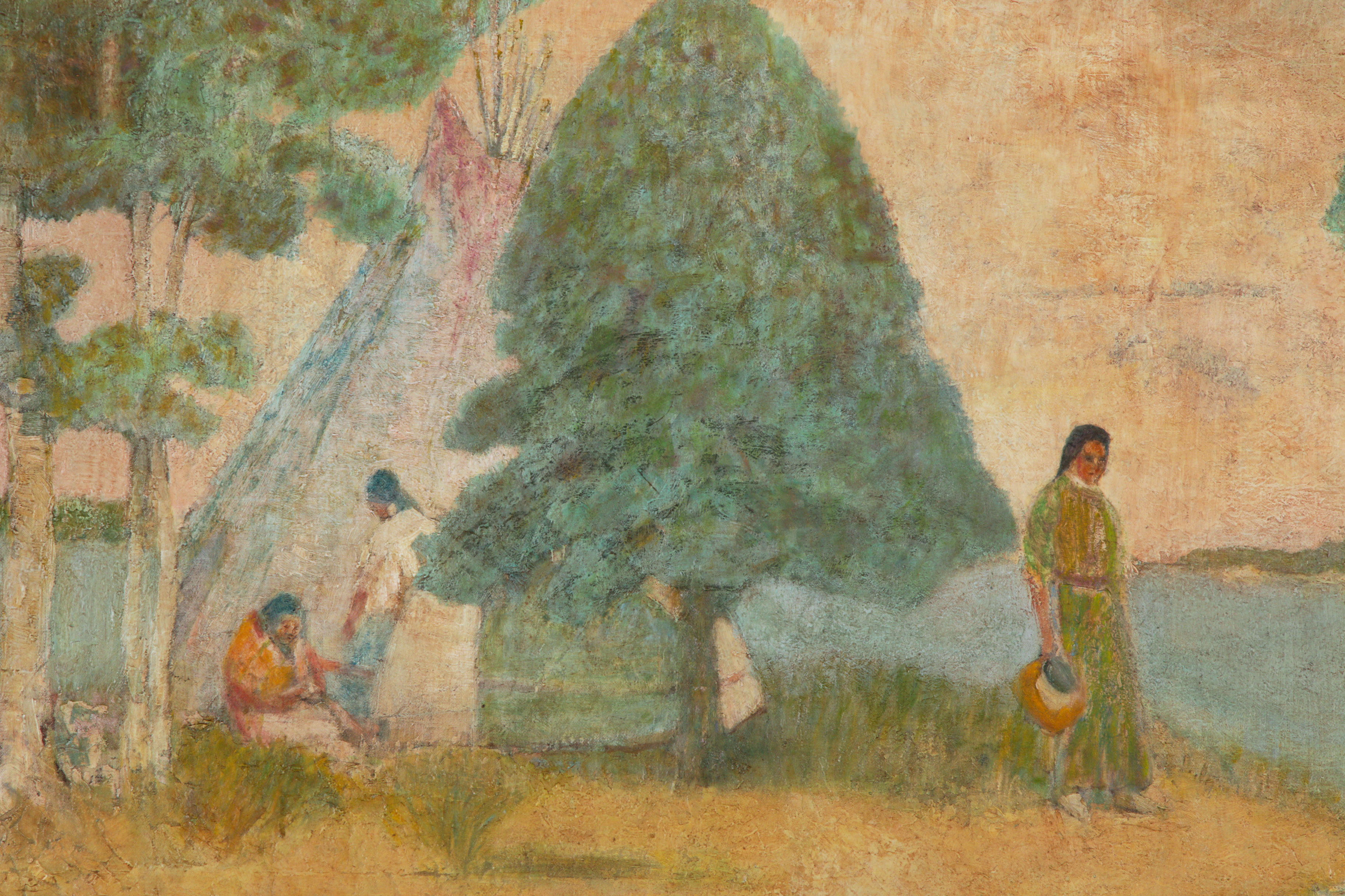 Edwin Willard Deming Monumental Oil Painting of Western Genre Scene | EBTH