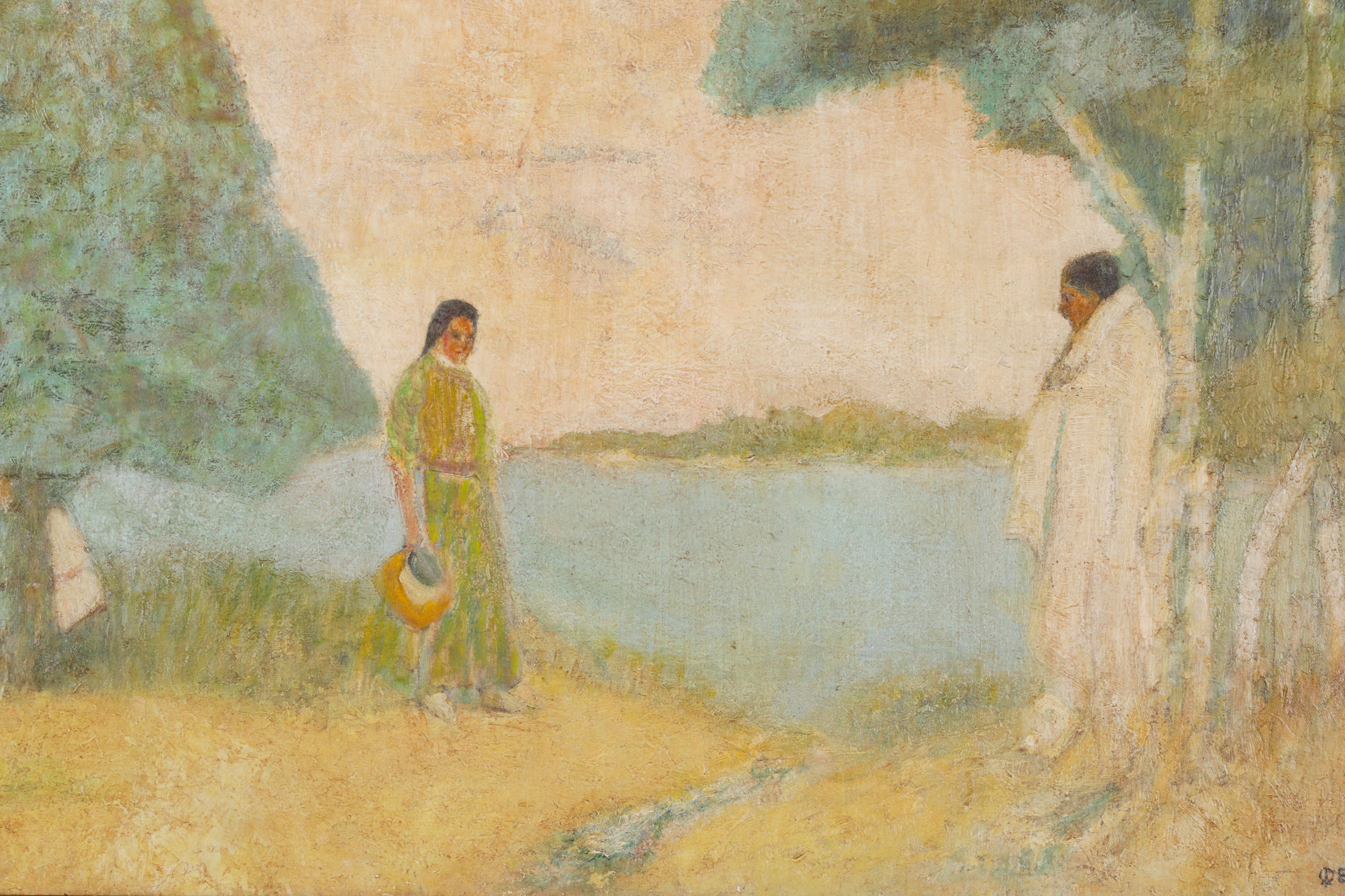 Edwin Willard Deming Monumental Oil Painting of Western Genre Scene | EBTH