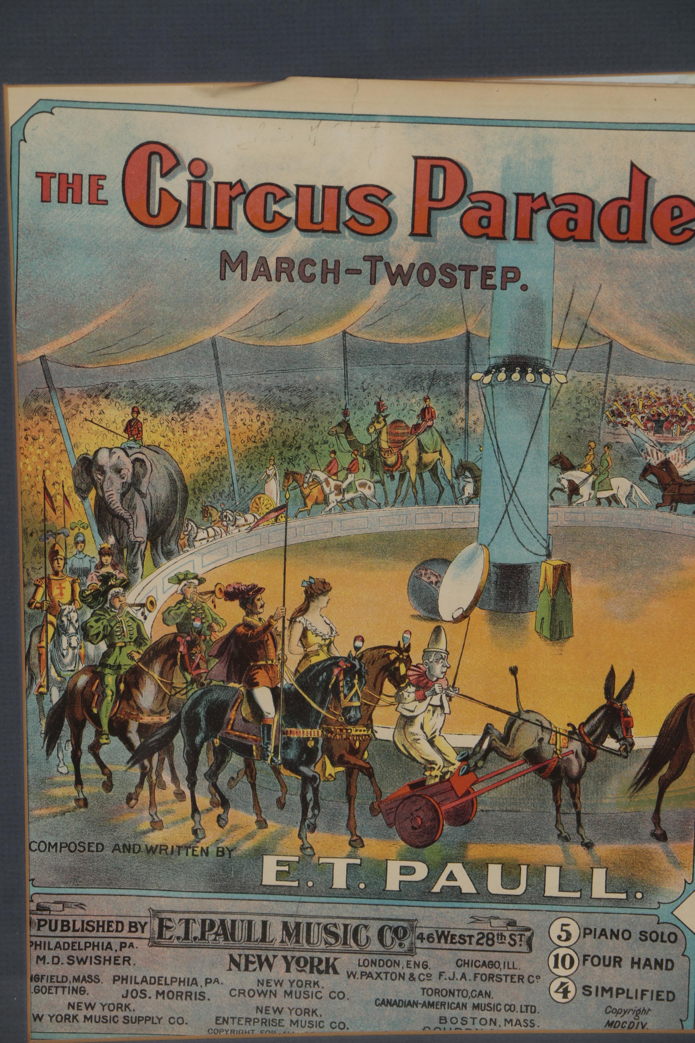 "The Circus Parade" Sheet Music with Color Lithographic Cover, 1904 | EBTH