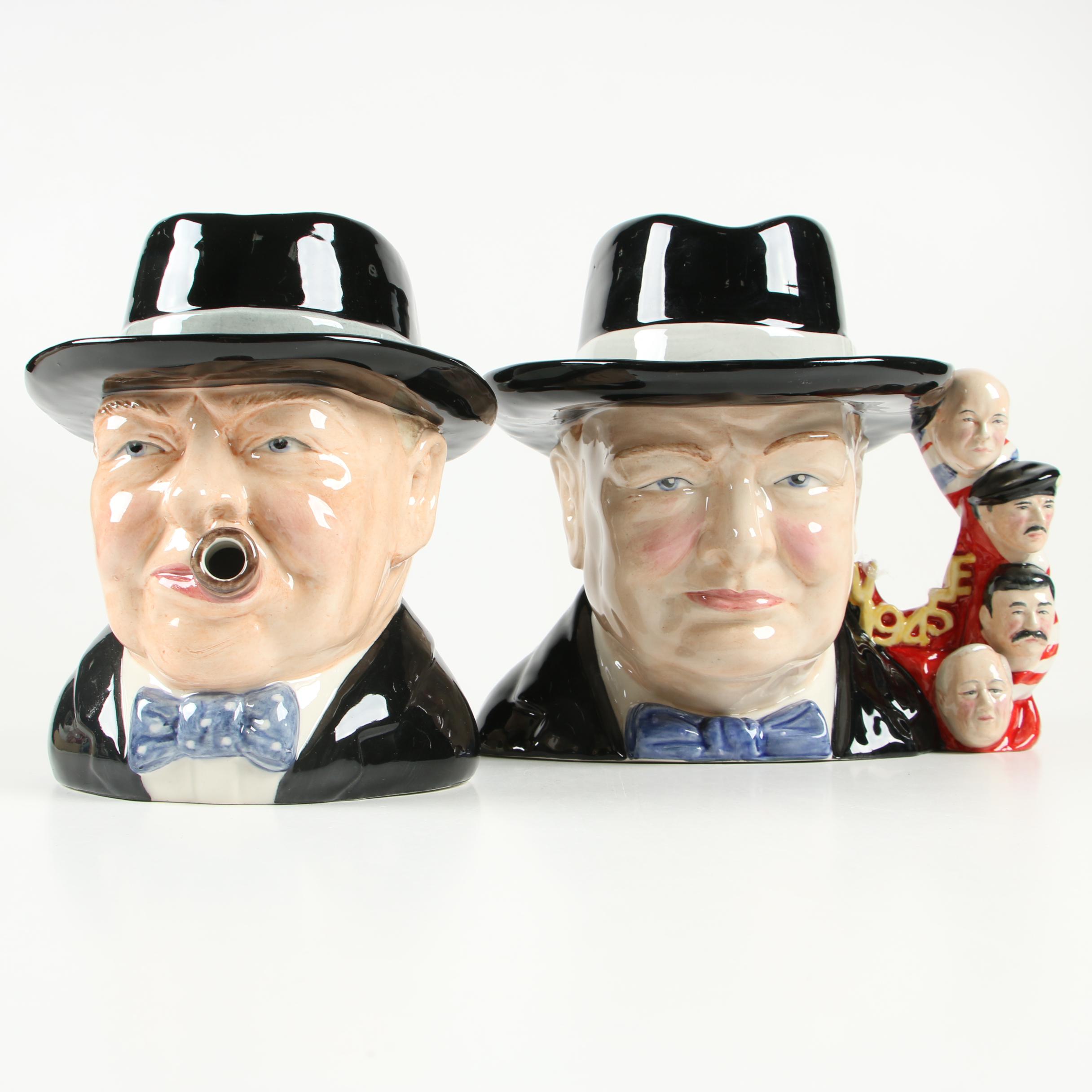 Winston Churchill Character Jug and "Yalta Tea Party" Teapot | EBTH