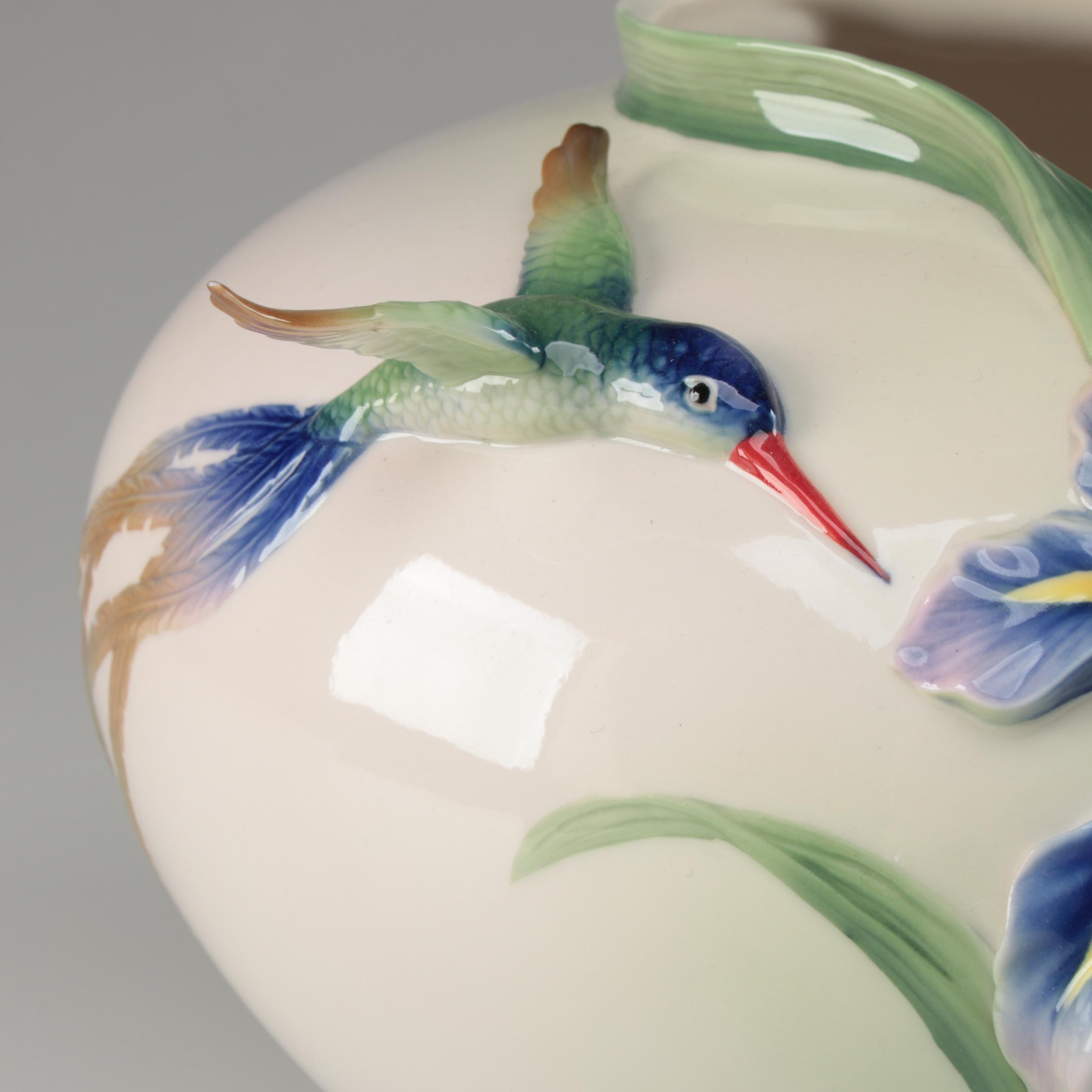 Franz Collection "Long Tail Hummingbird" Bowl Shaped Vase, Contemporary ...