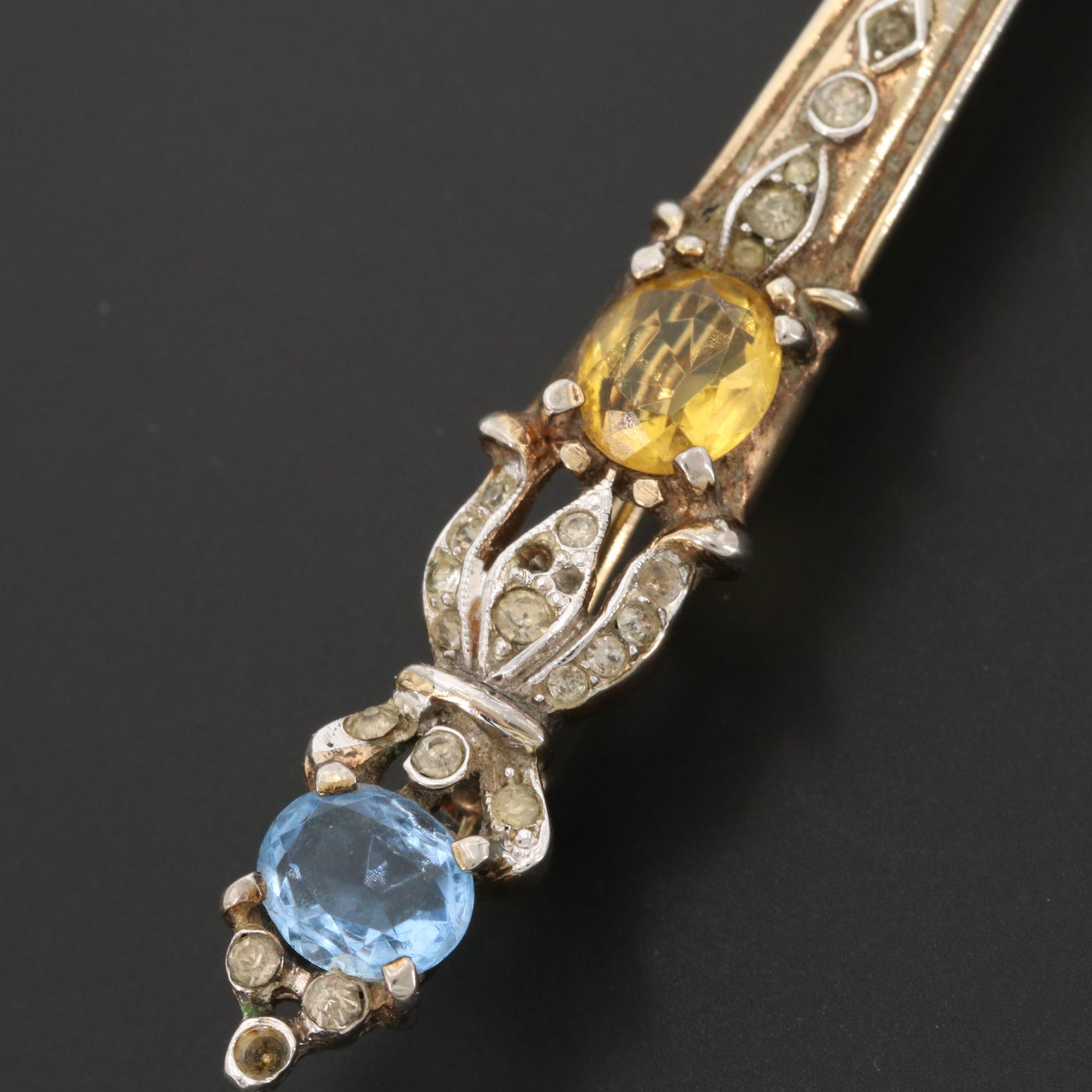 Alfred Philippe for Crown Trifari Foilback Glass and Spinel Battle Axe ...