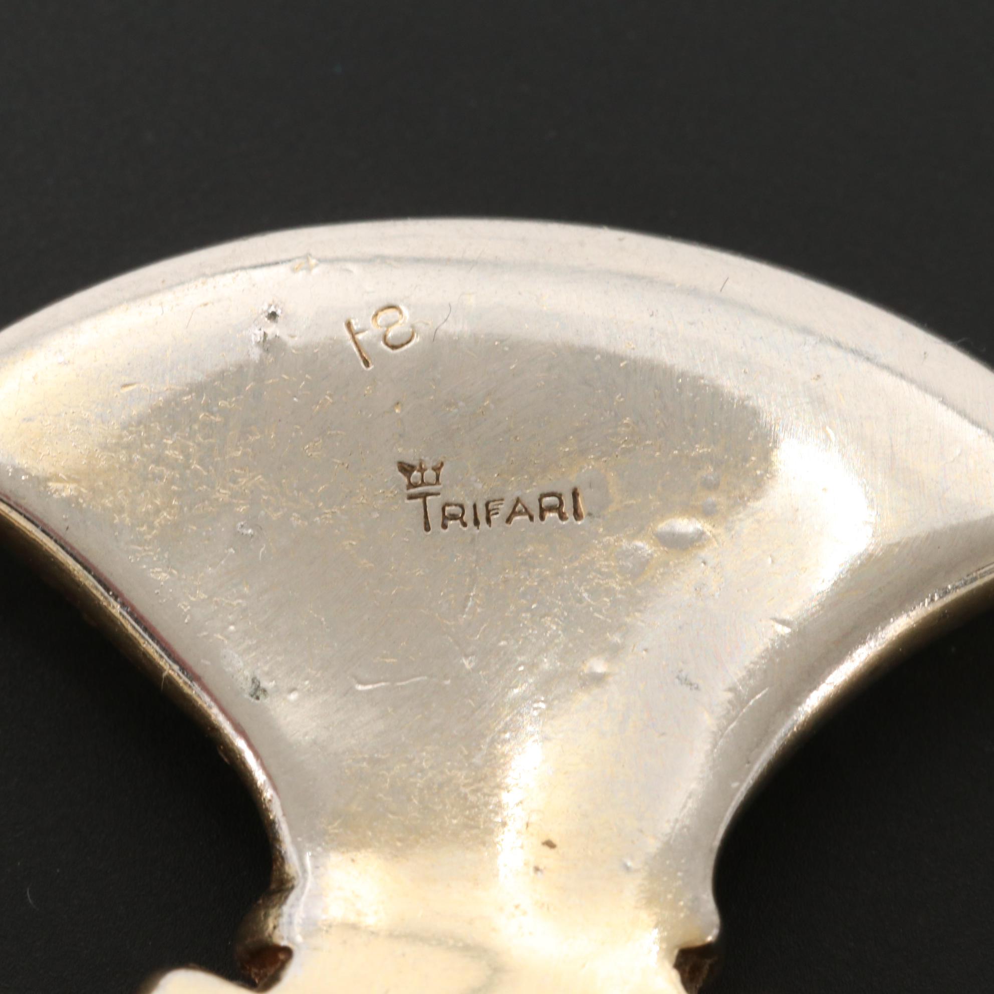 Alfred Philippe for Crown Trifari Foilback Glass and Spinel Battle Axe ...