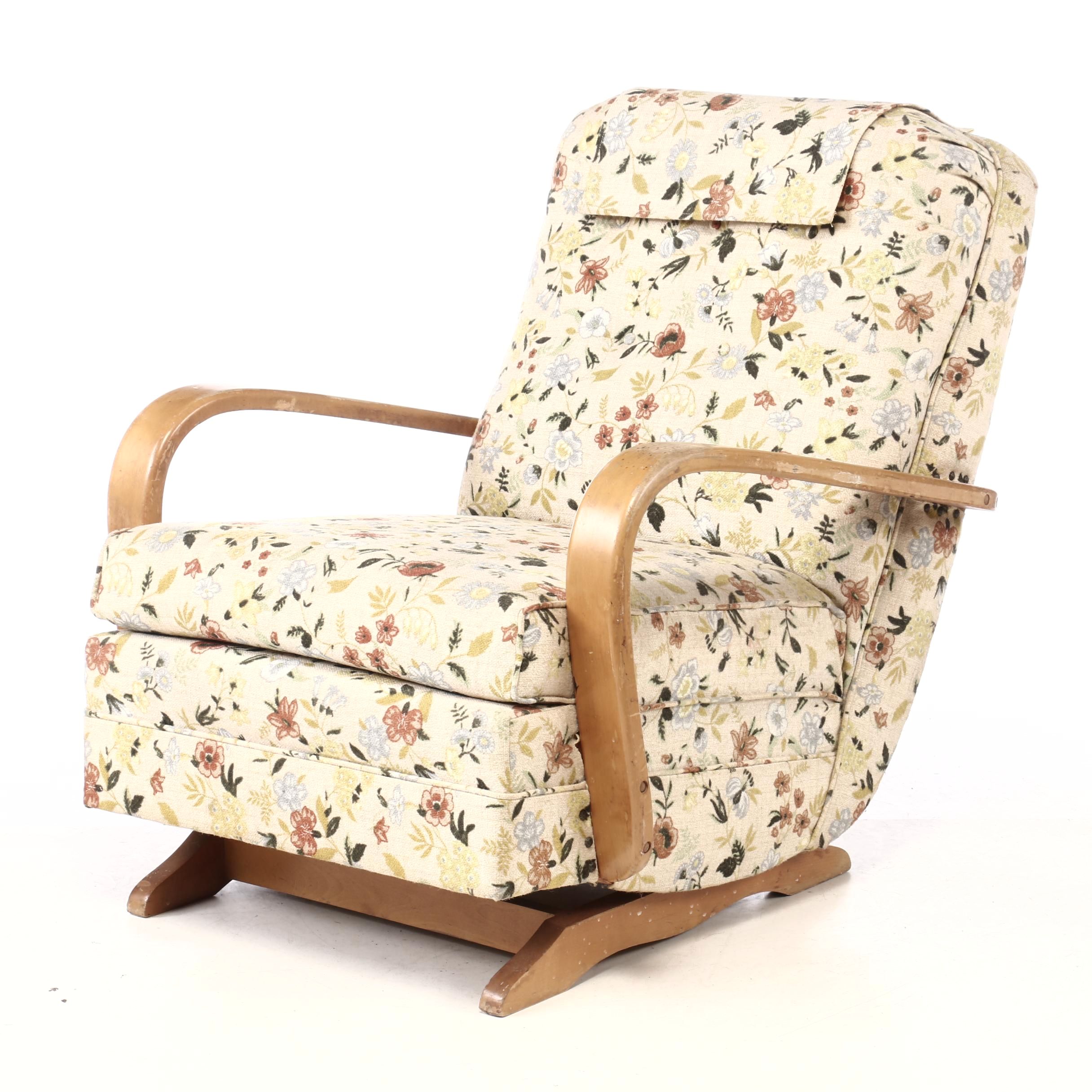 Birch Upholstered Platform Rocker, Circa 1950s | EBTH