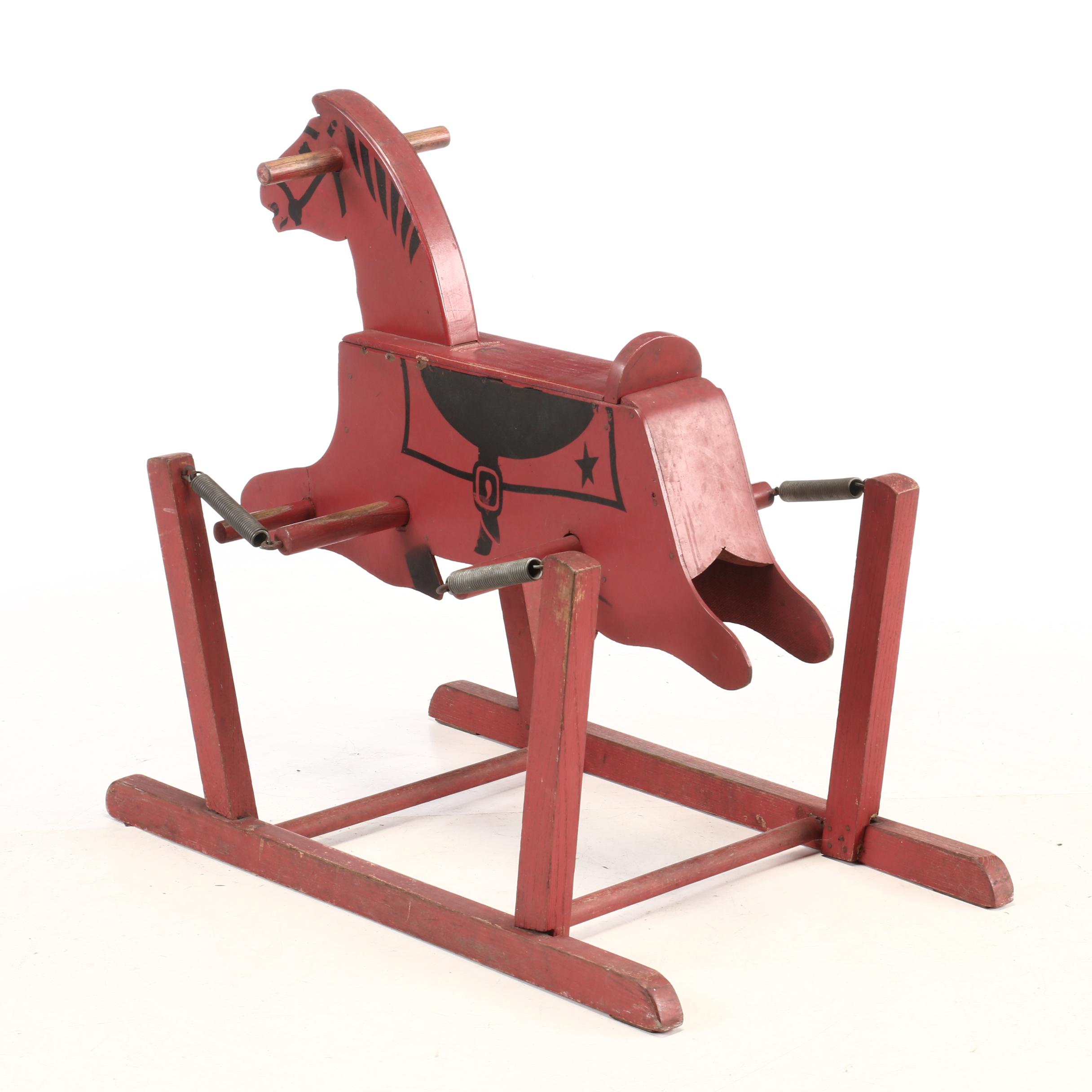 The Wonder Horse Painted Wooden Rocking Horse, 1950s | EBTH