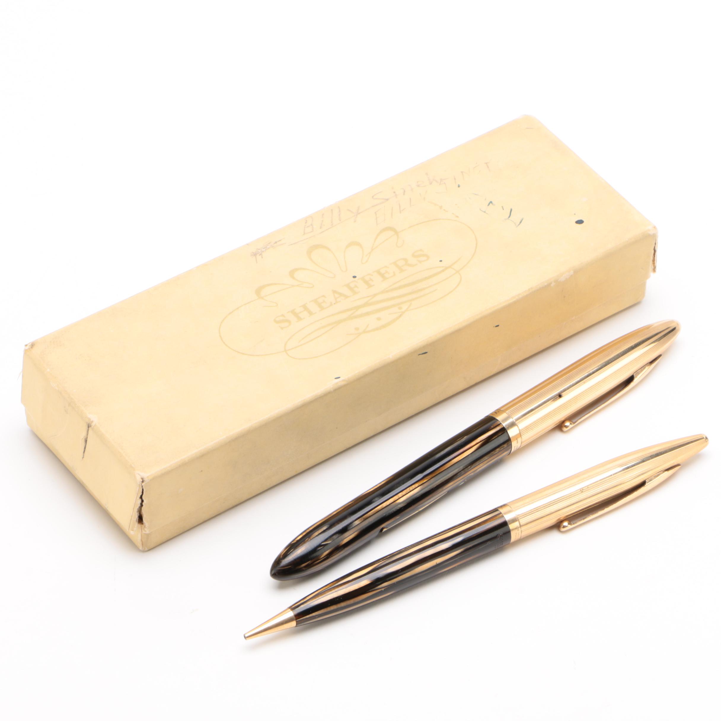 Sheaffer "Crest" Fountain Pen and Pencil Set with Gold Filled Caps ...