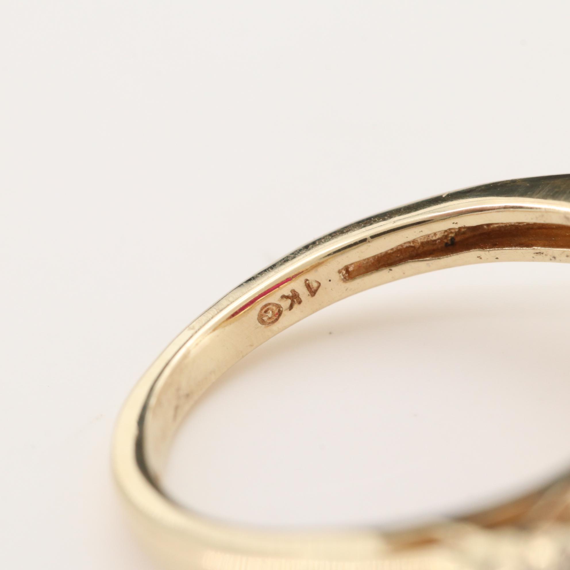 10K Yellow Gold Ruby and Diamond Heart Motif Ring | EBTH