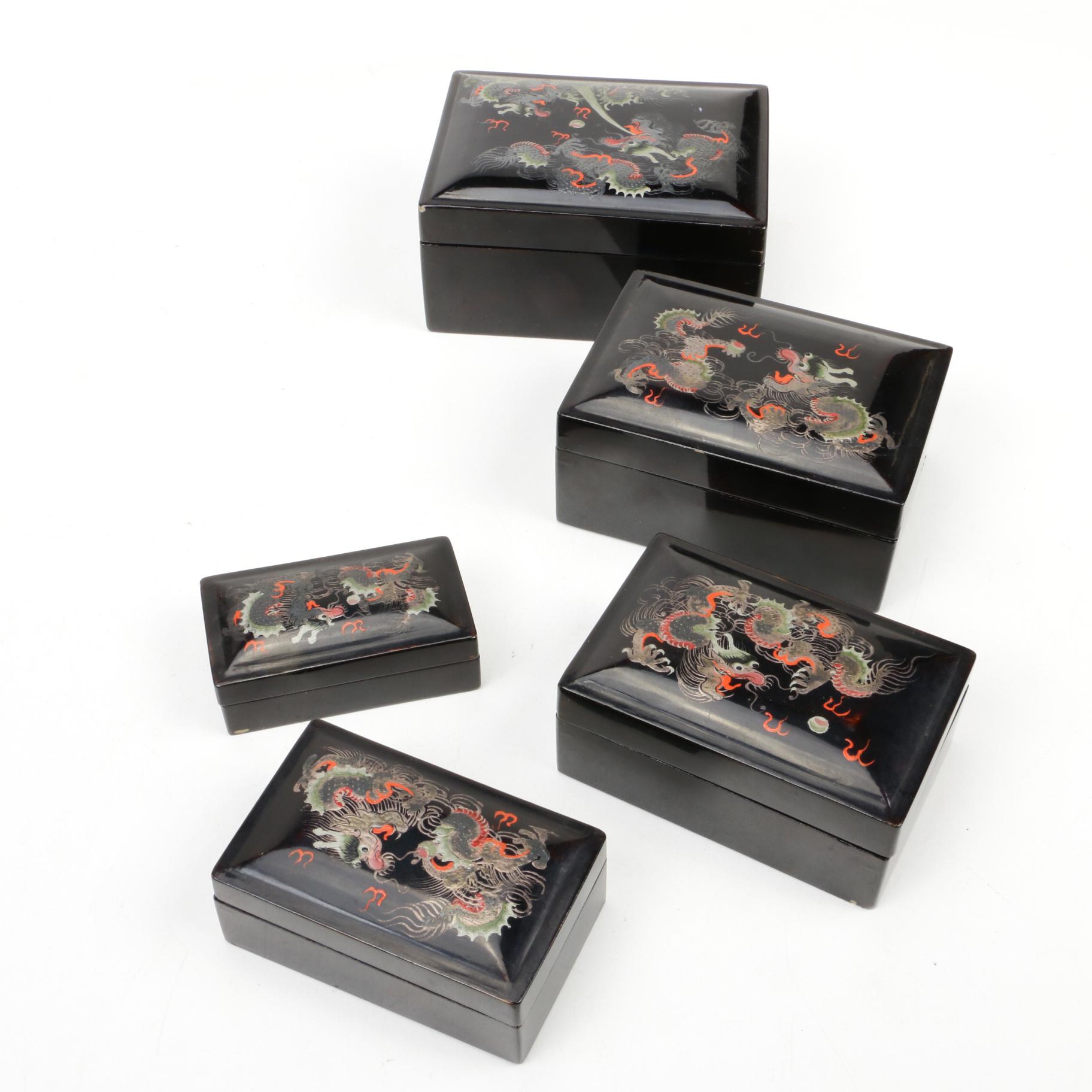 Chinese Lacquerware Nesting Boxes, Stoneware Vessels and Other Decor | EBTH