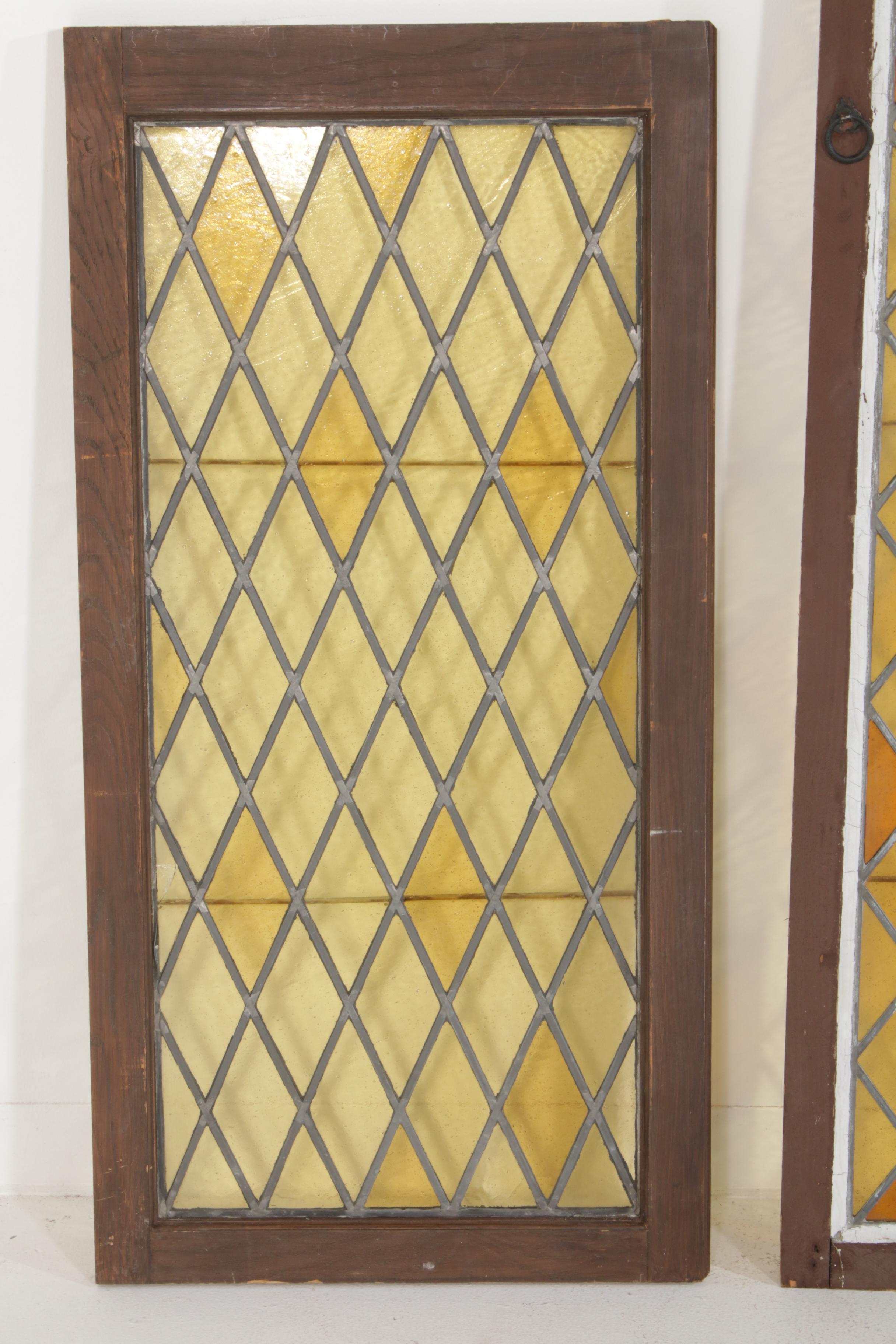 Amber Diamond Leaded Glass Windows, Antique | EBTH