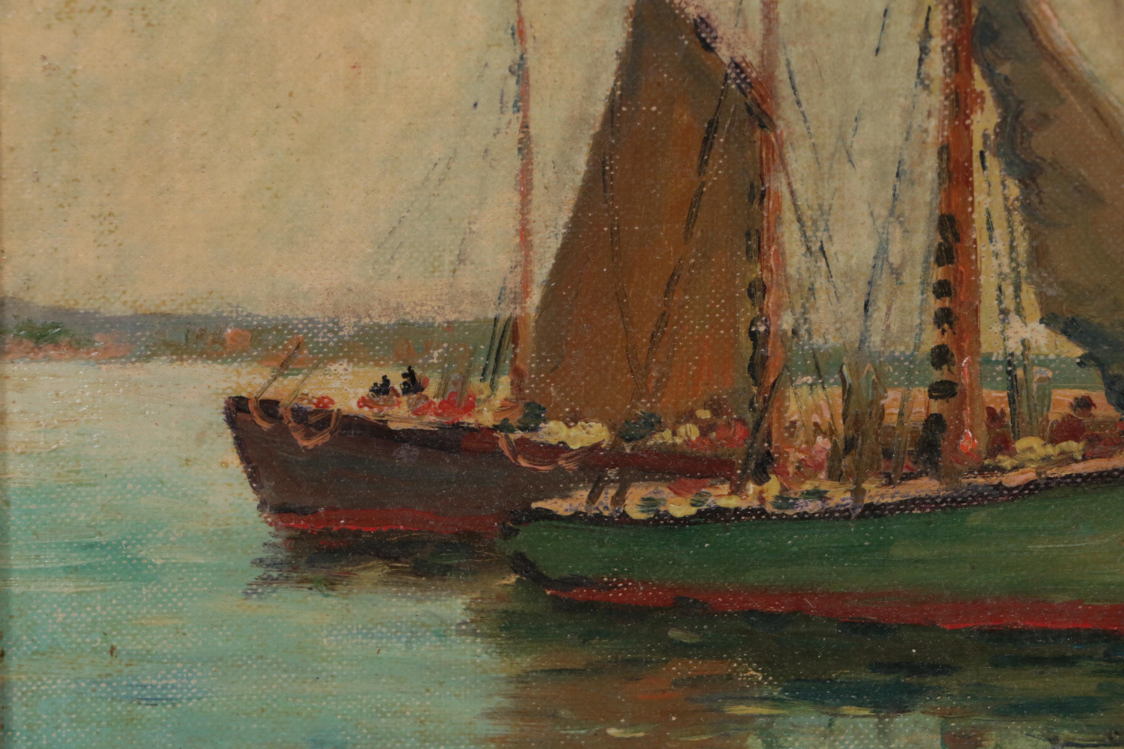 J. J. Enwright Harbor Scene Oil Painting | EBTH