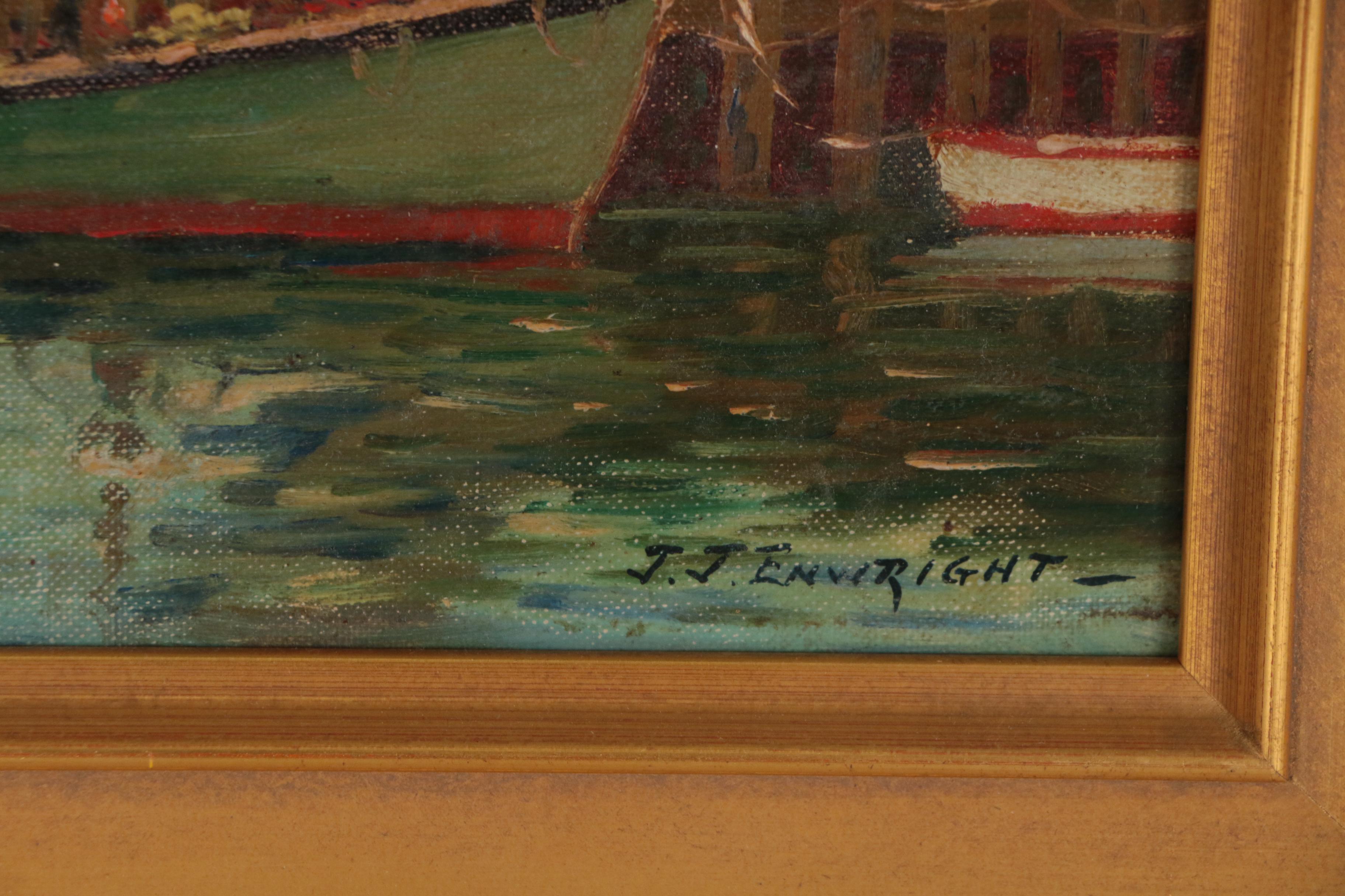 J. J. Enwright Harbor Scene Oil Painting | EBTH