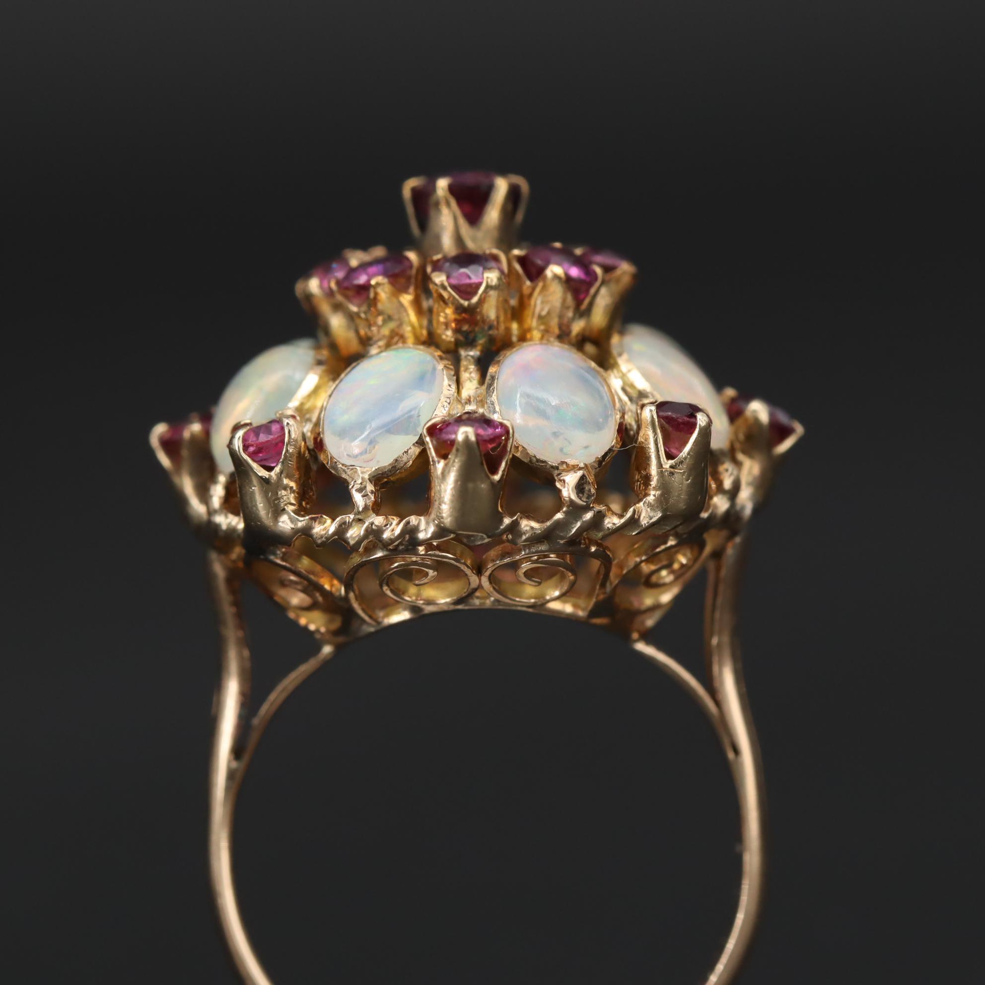 10K Yellow Gold Ruby and Opal Ring | EBTH