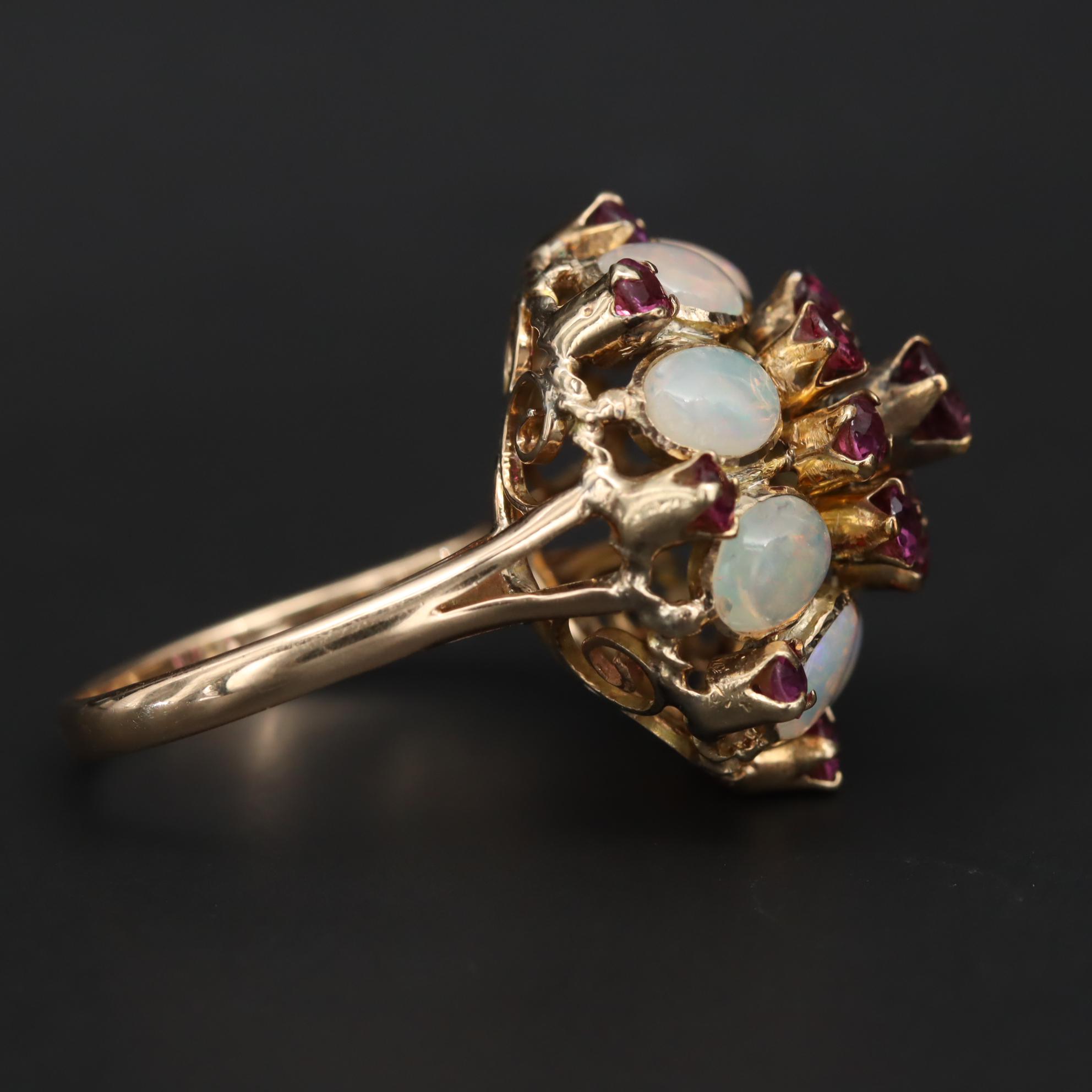10K Yellow Gold Ruby and Opal Ring | EBTH