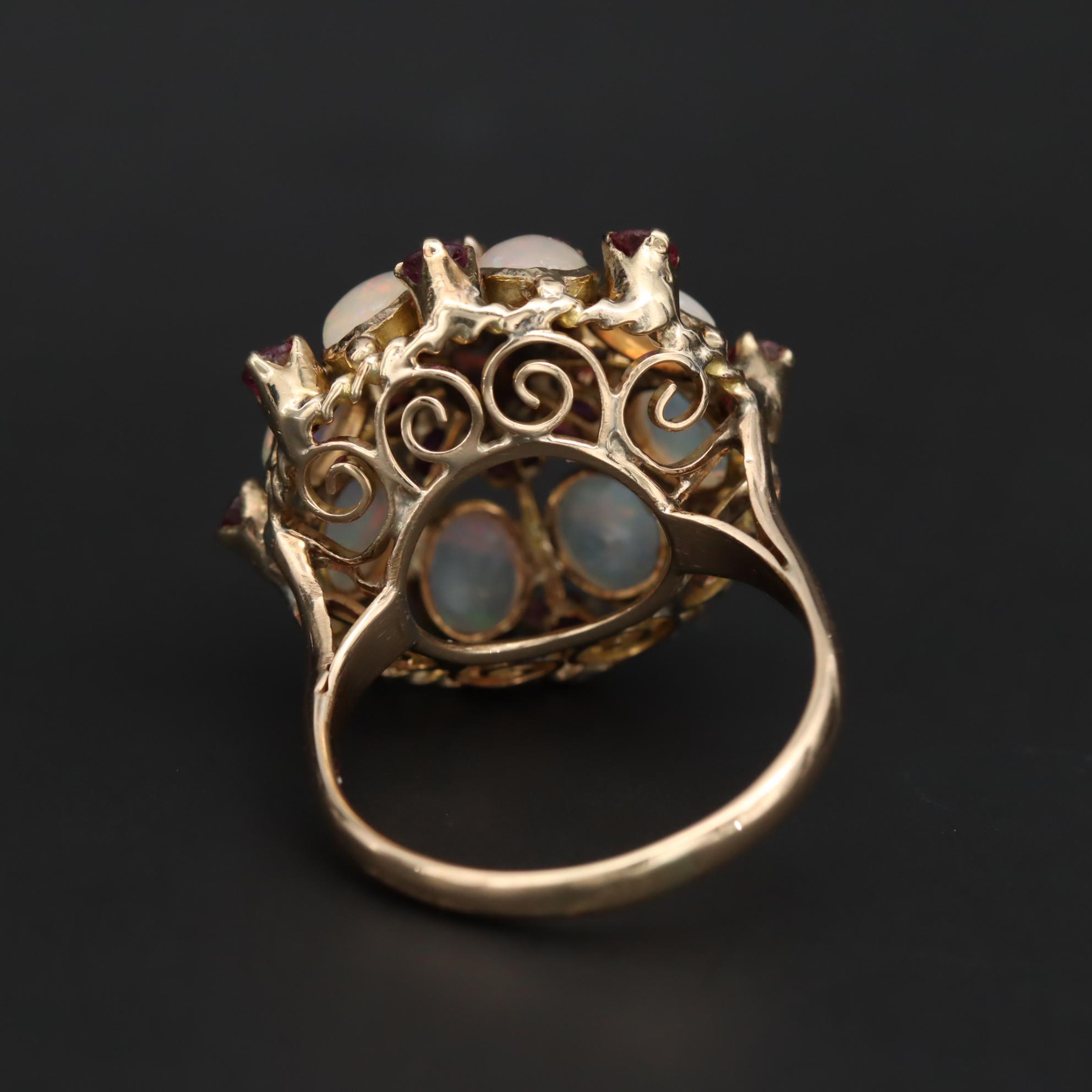 10K Yellow Gold Ruby and Opal Ring | EBTH