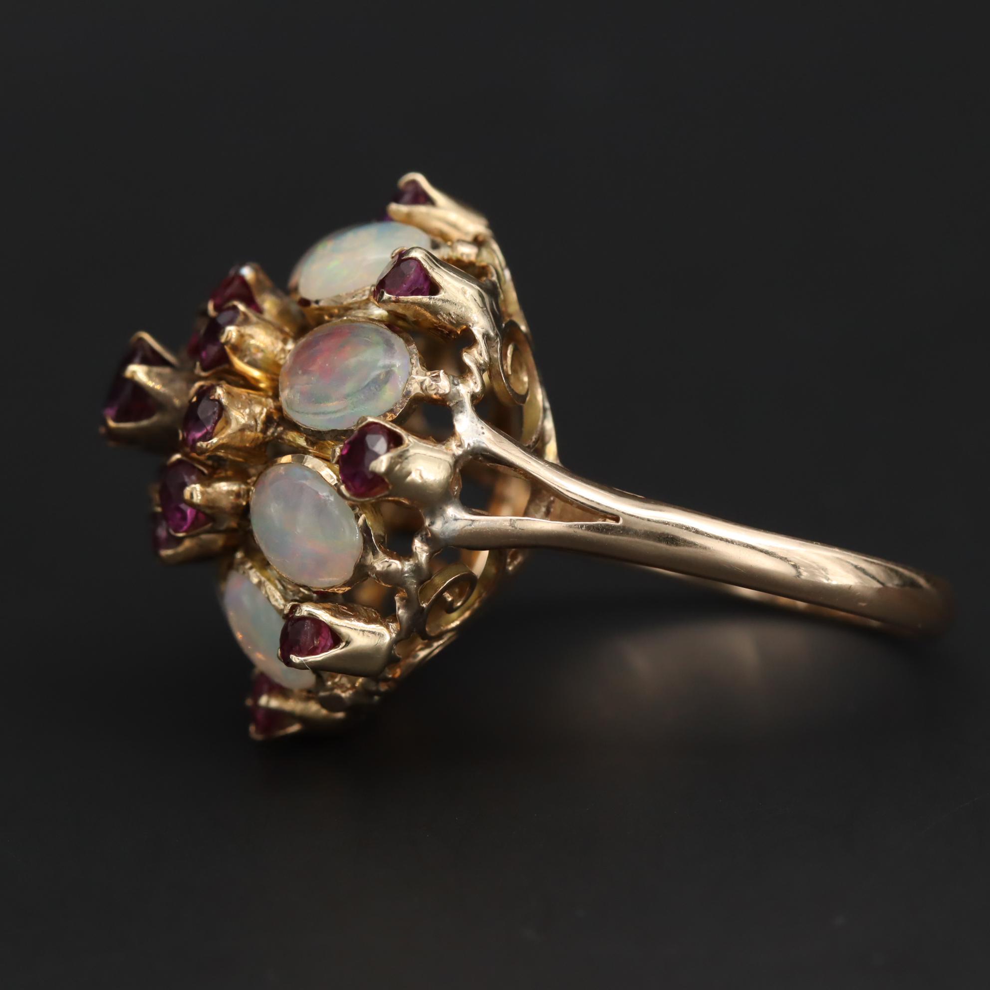 10K Yellow Gold Ruby and Opal Ring | EBTH
