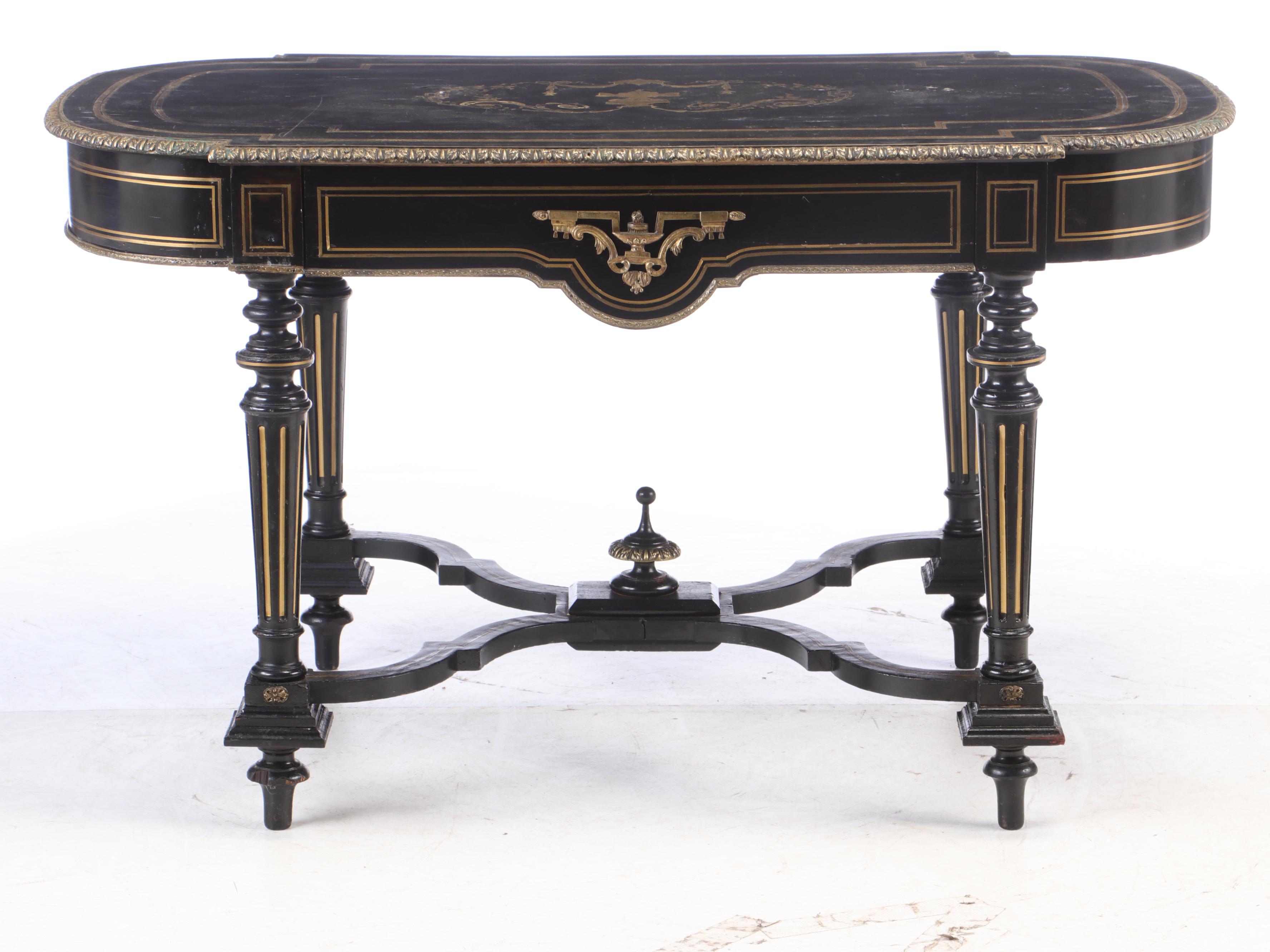 Napoleon III Brass-Mounted and Inlaid Ebonized Center Table, circa 1870 ...