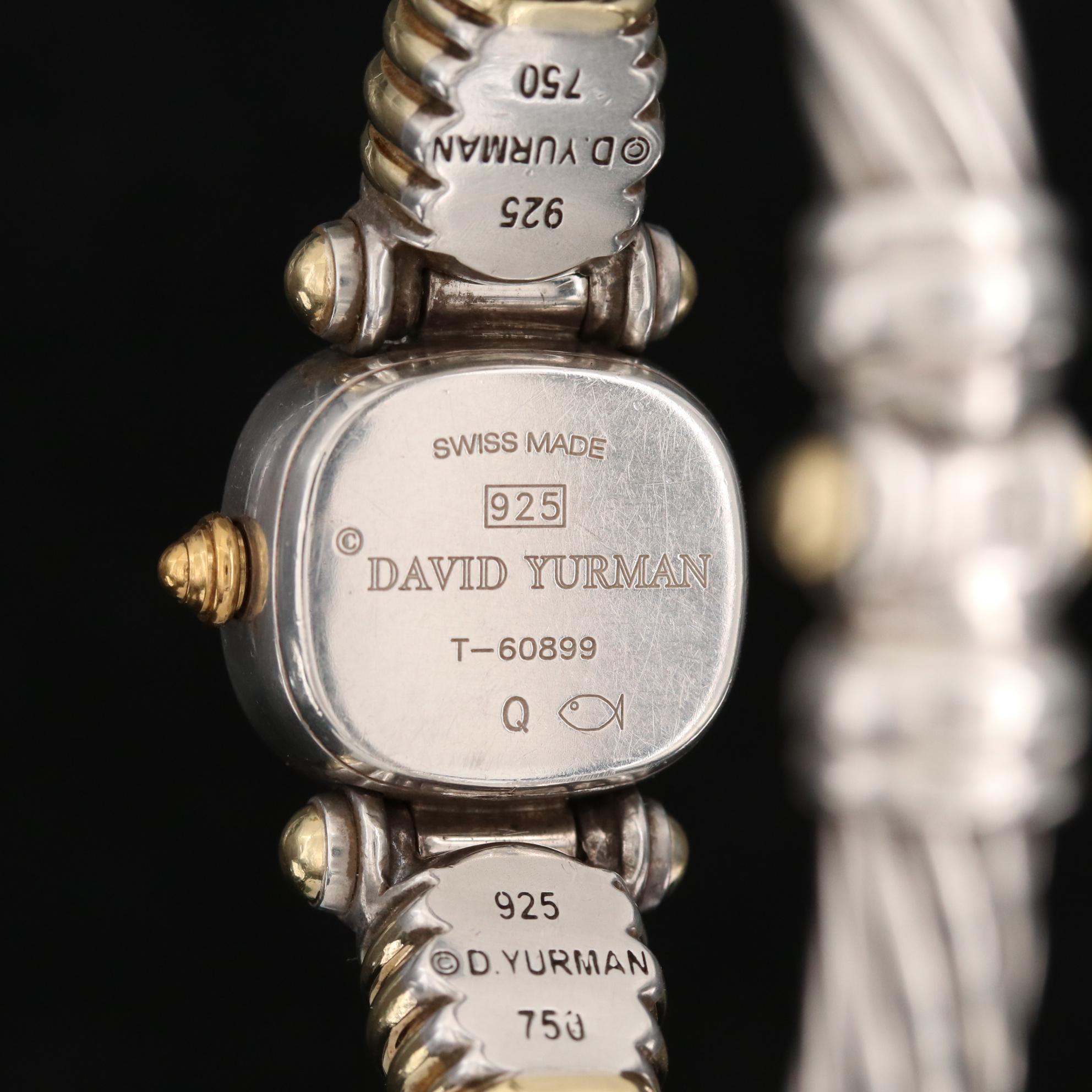 David Yurman Sterling Silver and 18K Gold Cable Watch with Mother of ...
