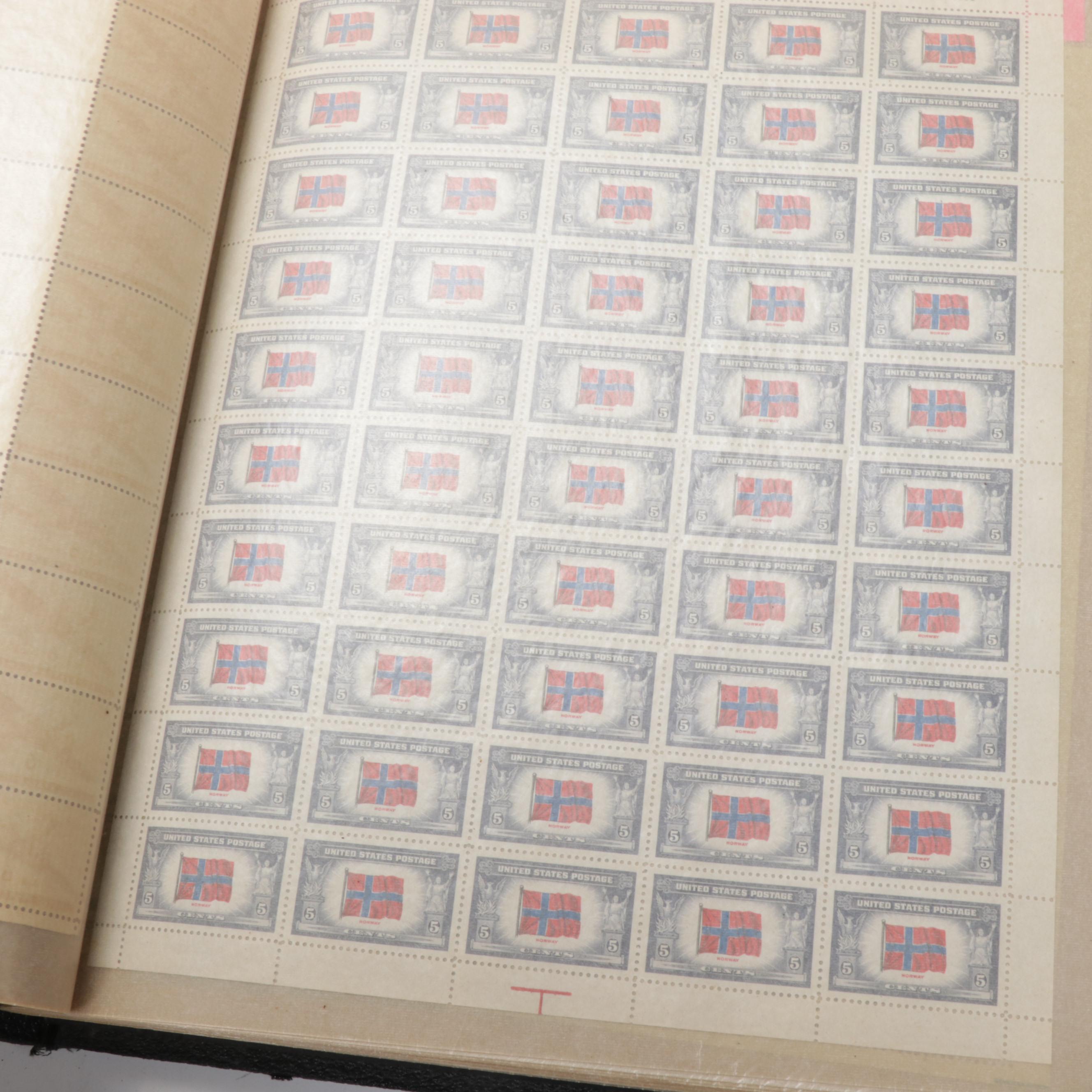 Mint Sheet Stamp Album Featuring Airmail and FDR Stamp Sheets | EBTH