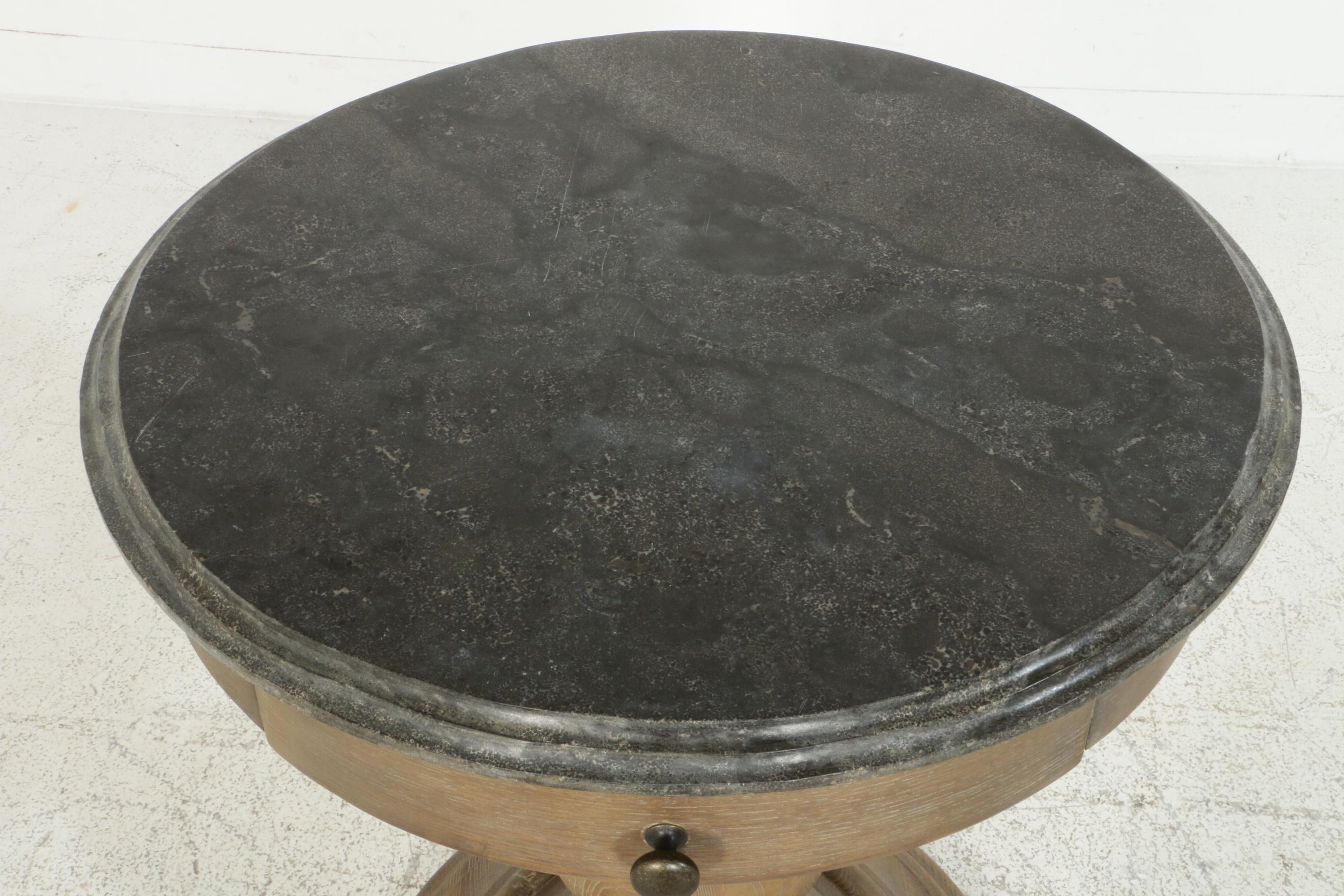 Arhaus "Luca" Side Table with Drawer and Marble Top, Contemporary | EBTH