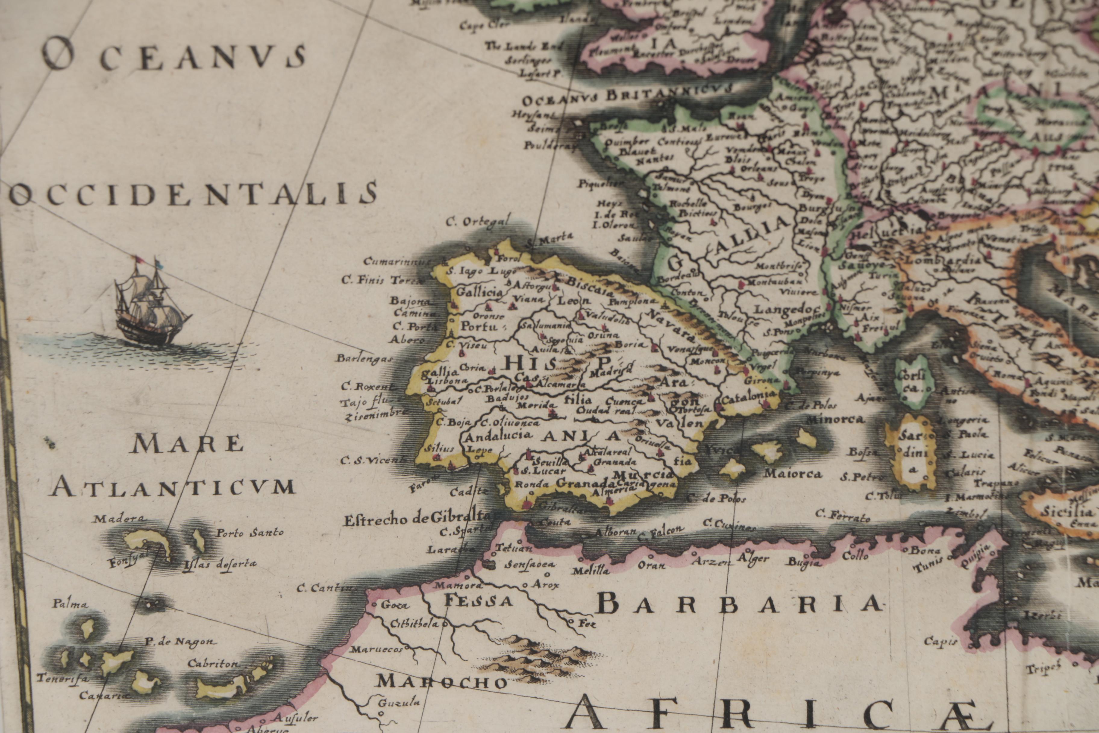 Matthaus Merian Hand-Colored Map Engraving "Europa Nova Delineatio ...