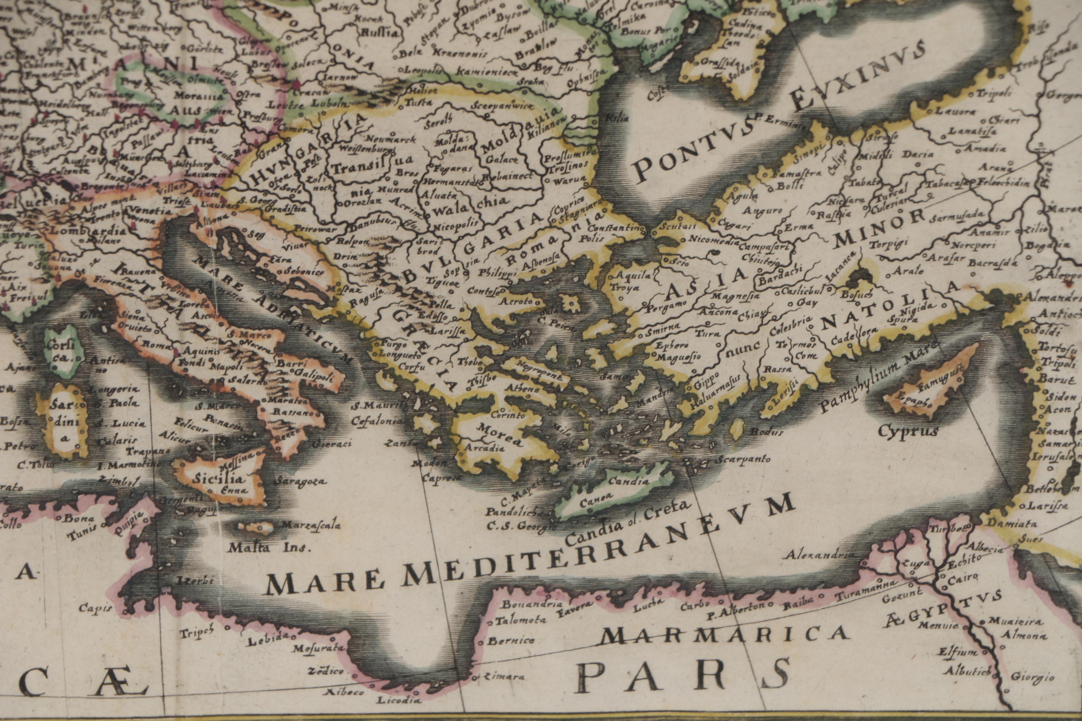 Matthaus Merian Hand-Colored Map Engraving "Europa Nova Delineatio ...