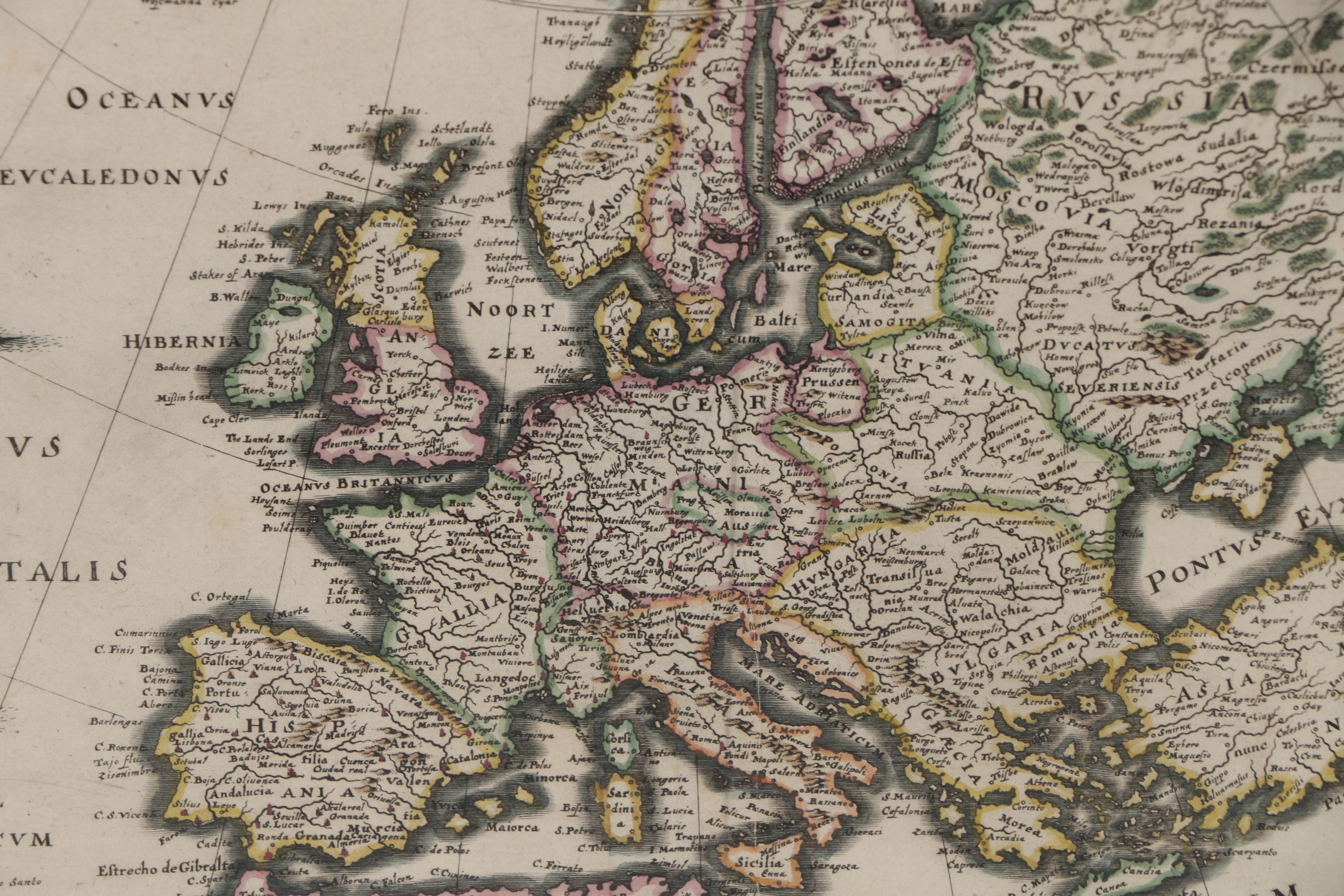 Matthaus Merian Hand-Colored Map Engraving "Europa Nova Delineatio ...