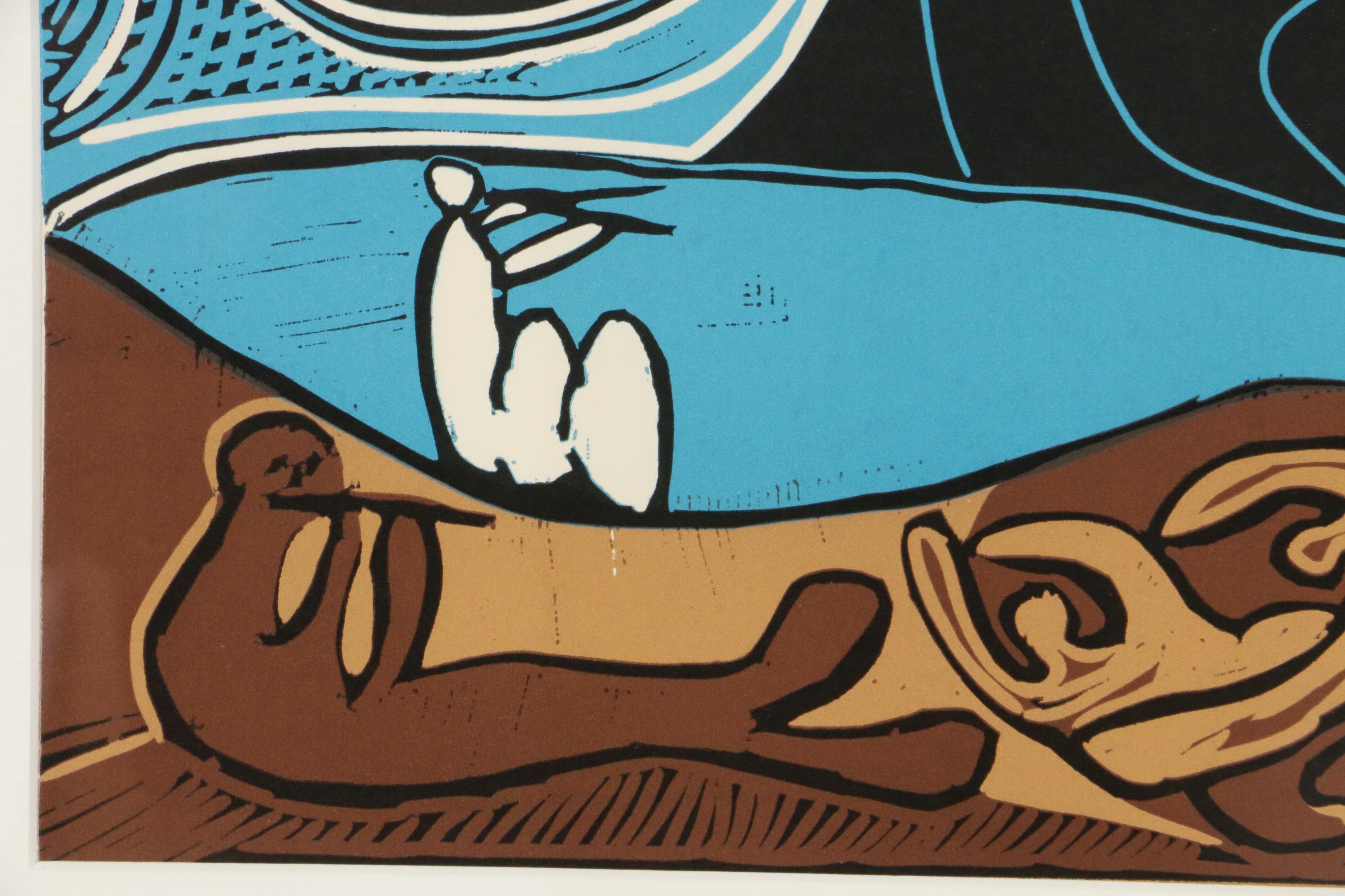 Pablo Picasso Linoleum Cut "Bacchanal with Pair of Lovers", 1962 | EBTH