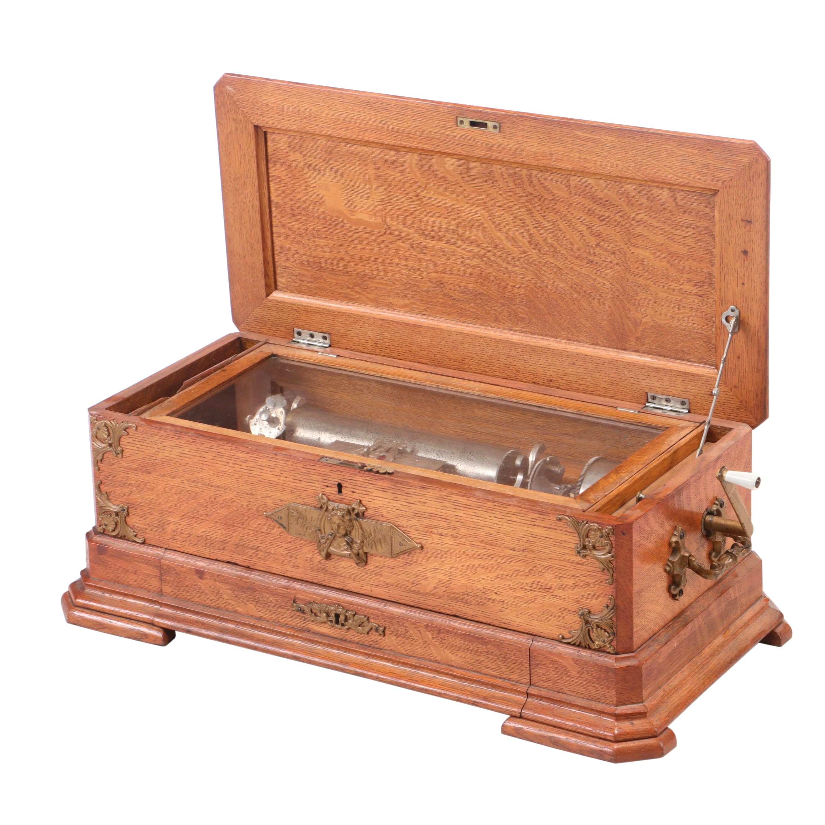 Antique Jacots Oak Swiss Cylinder Music Box, 1886 | EBTH