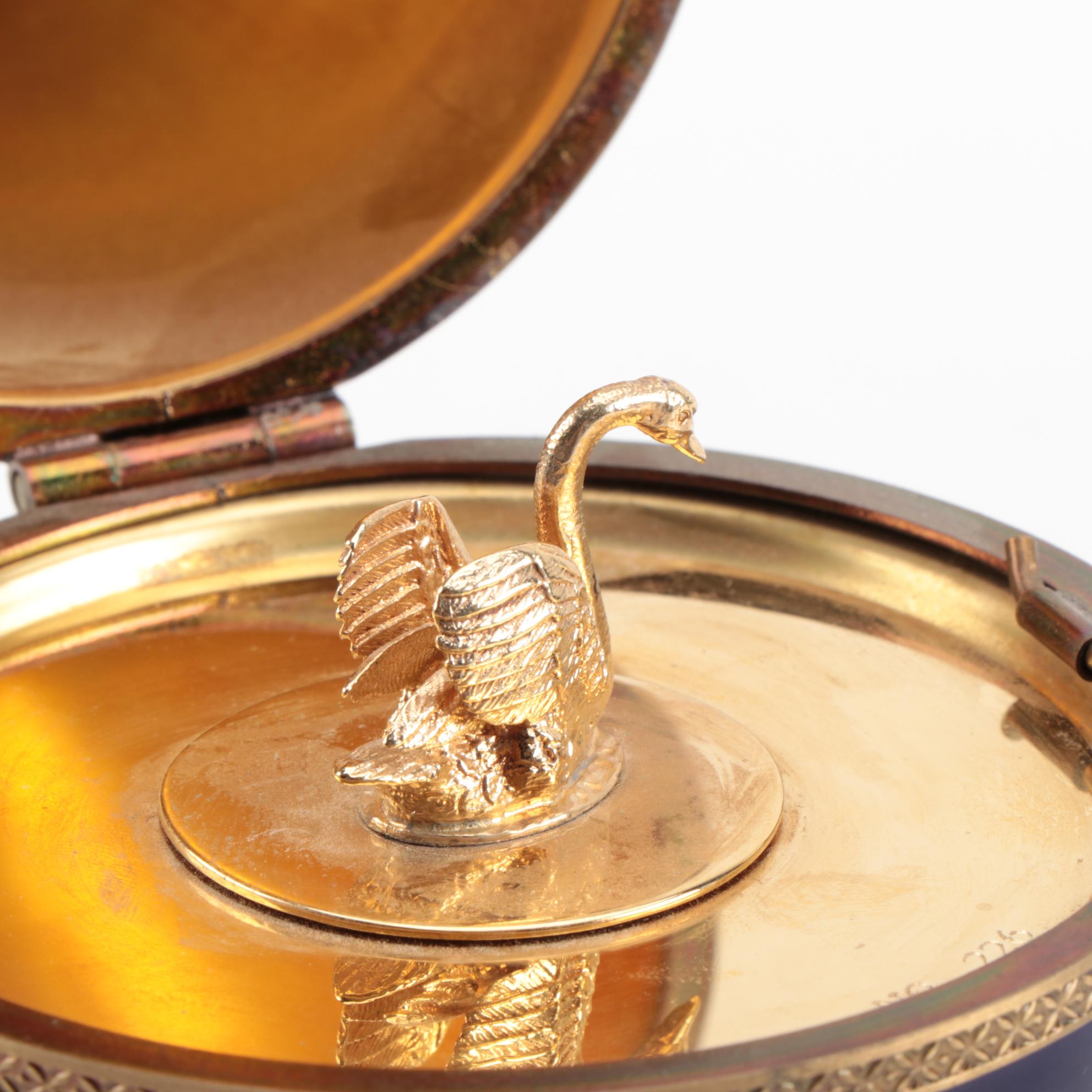 Faberge Limoges Egg Music Box with Gilt Sterling Silver Interior and ...