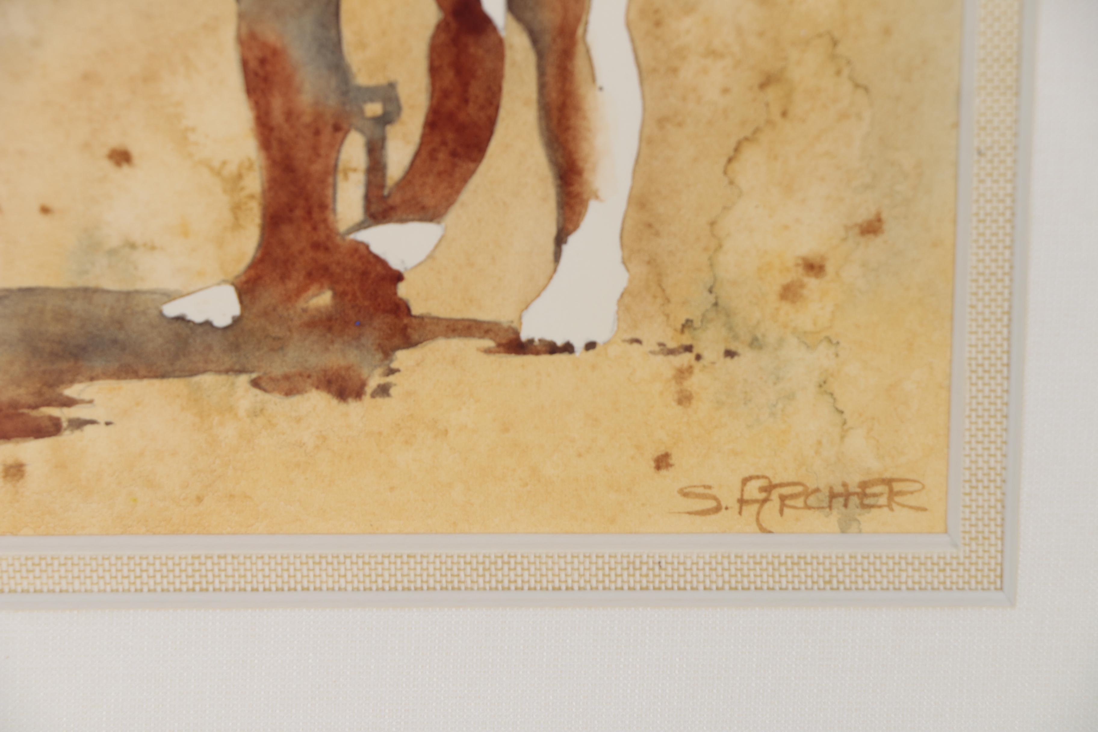 Sue Archer Beach Scene Watercolor Painting | EBTH