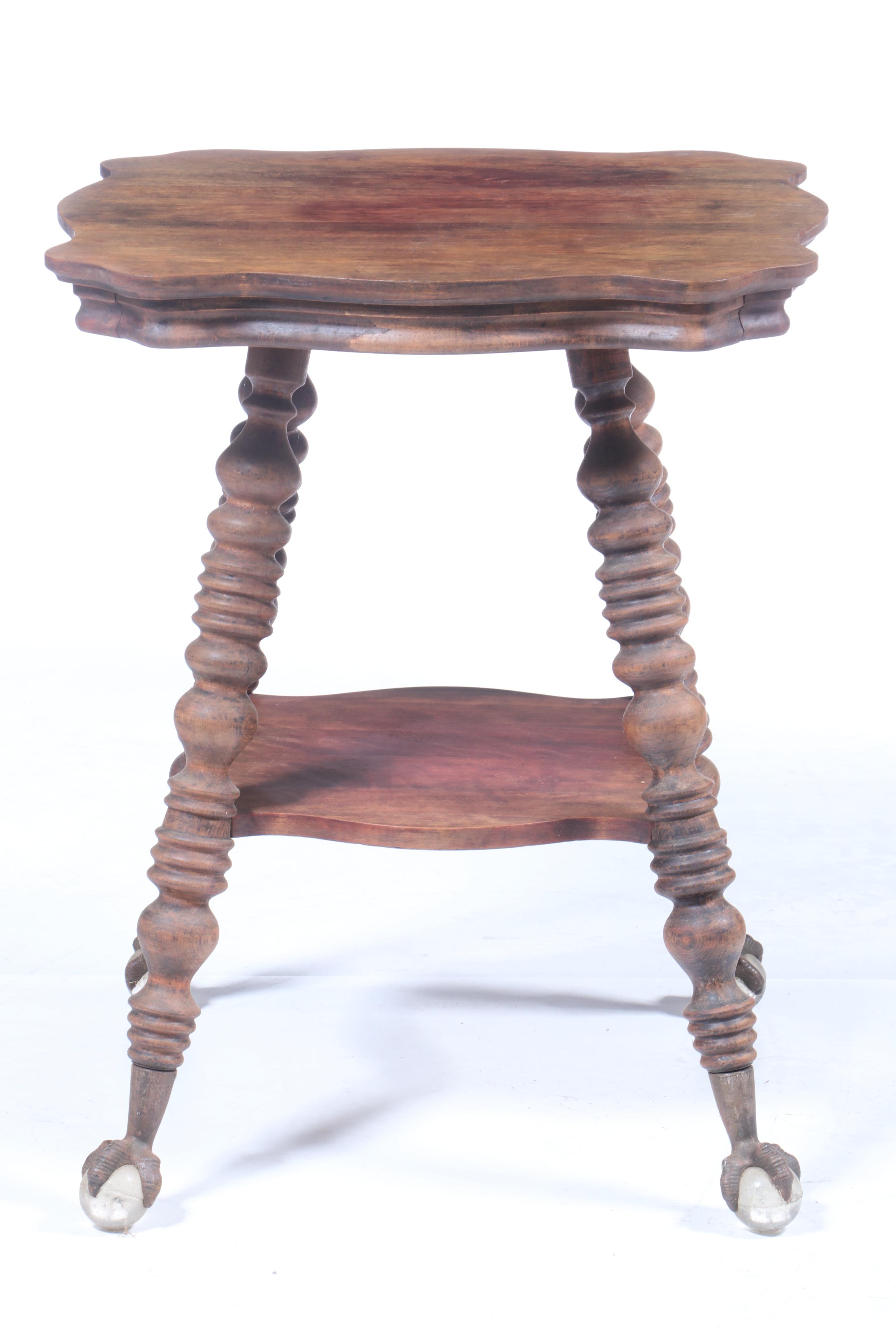 Late Victorian Birch Table with Glass Ball Claw Feet, Late 19th Century ...
