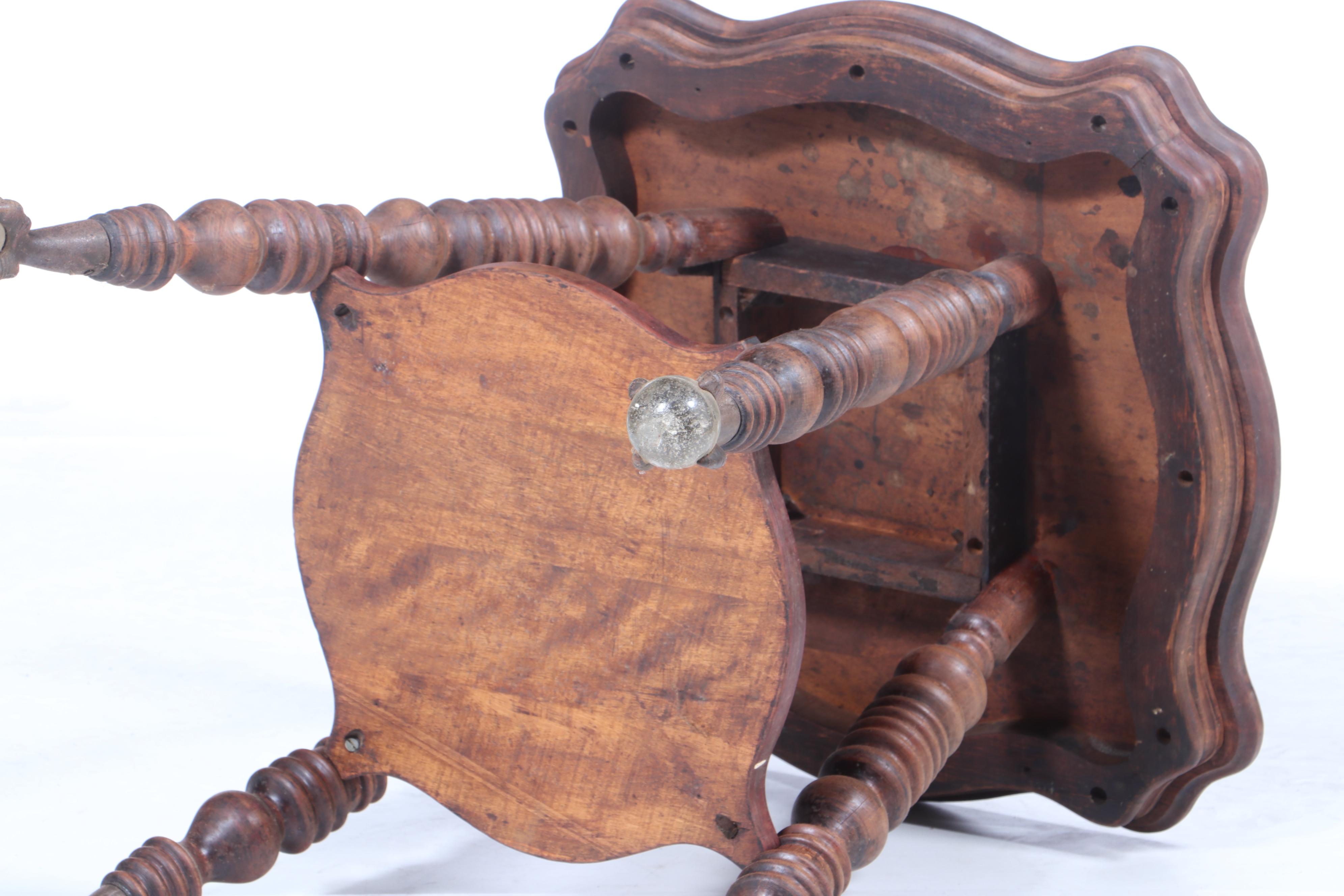 Late Victorian Birch Table with Glass Ball Claw Feet, Late 19th Century ...