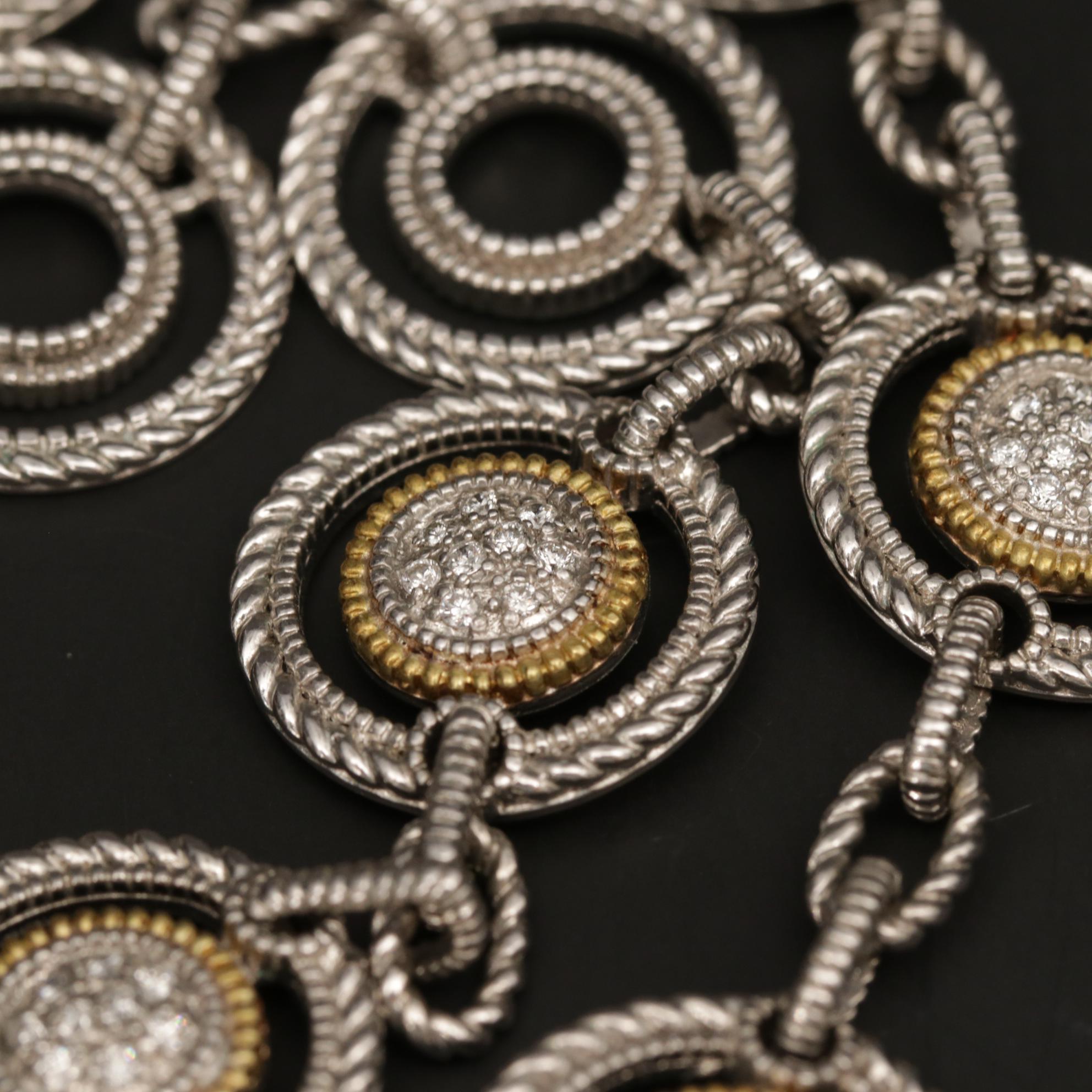 Judith Ripka "JR Two" Sterling Silver and 18K Yellow Gold Diamond ...