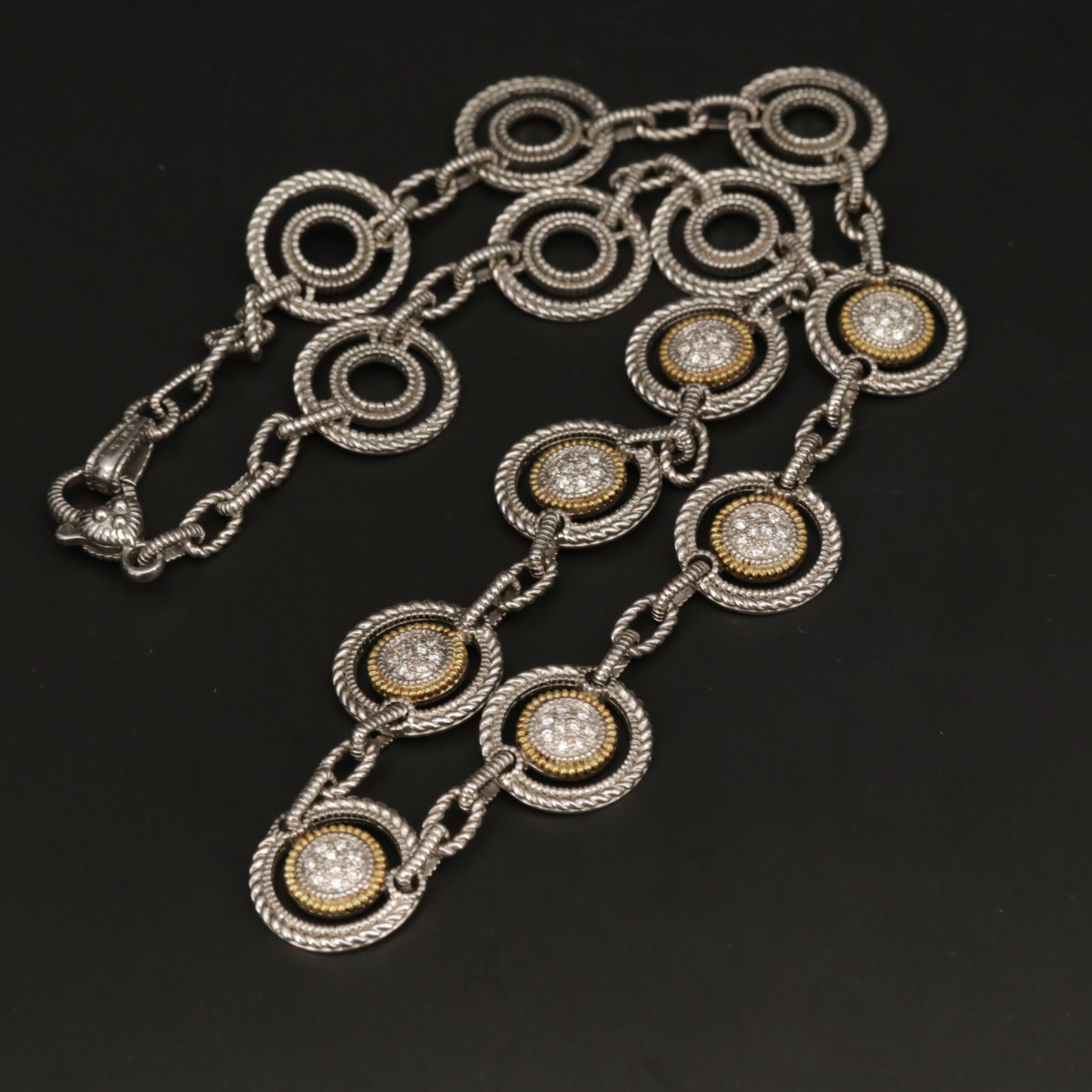 Judith Ripka "JR Two" Sterling Silver and 18K Yellow Gold Diamond ...