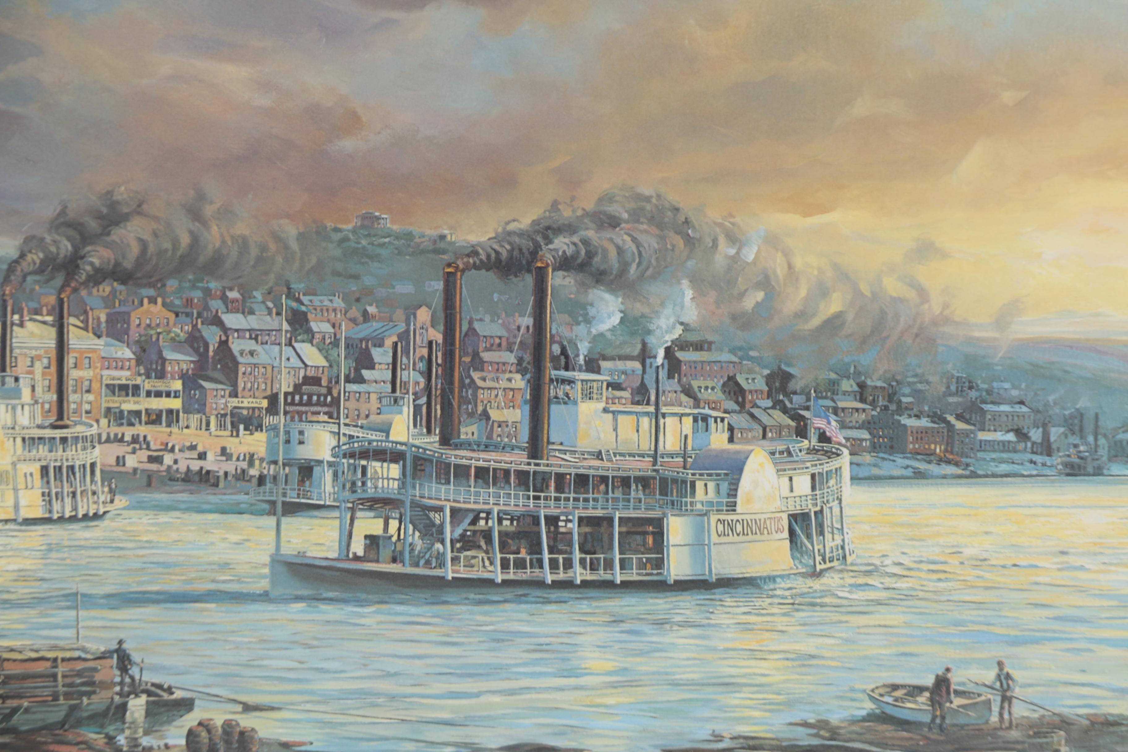 Michael Blaser Offset Lithograph "The Public Landing of Cincinnati ...