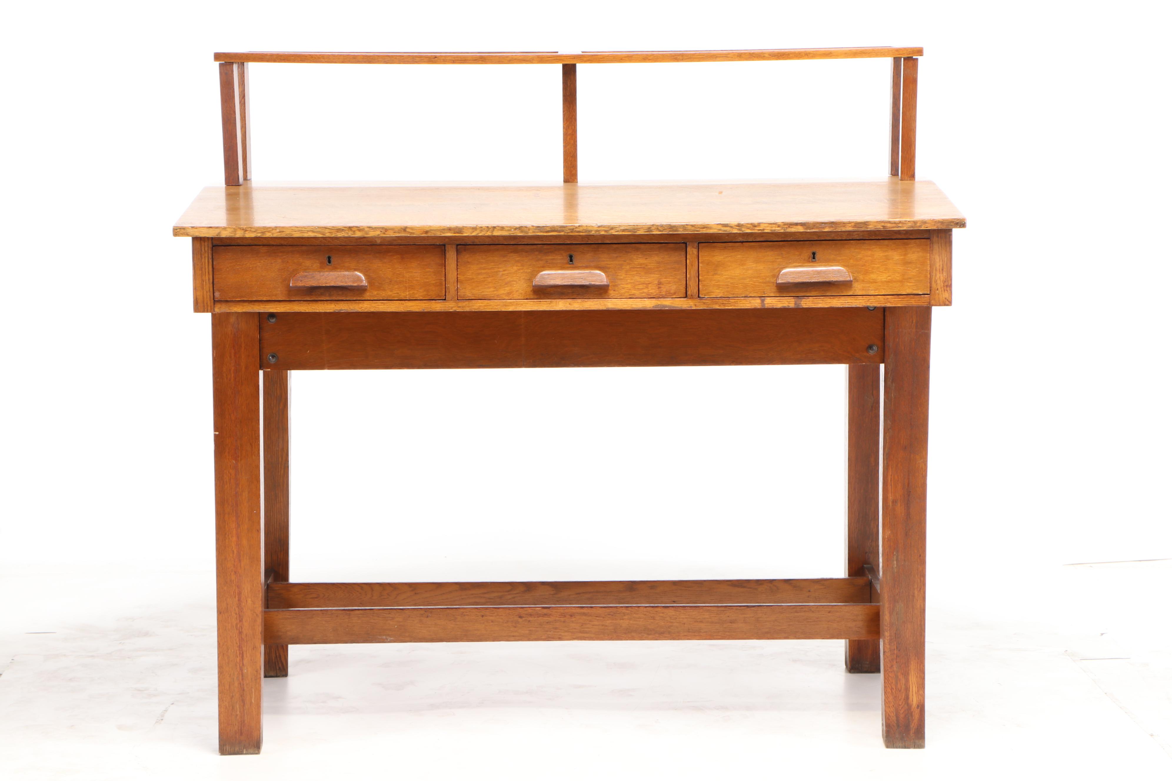 Antique Oak Bank Teller Table | EBTH