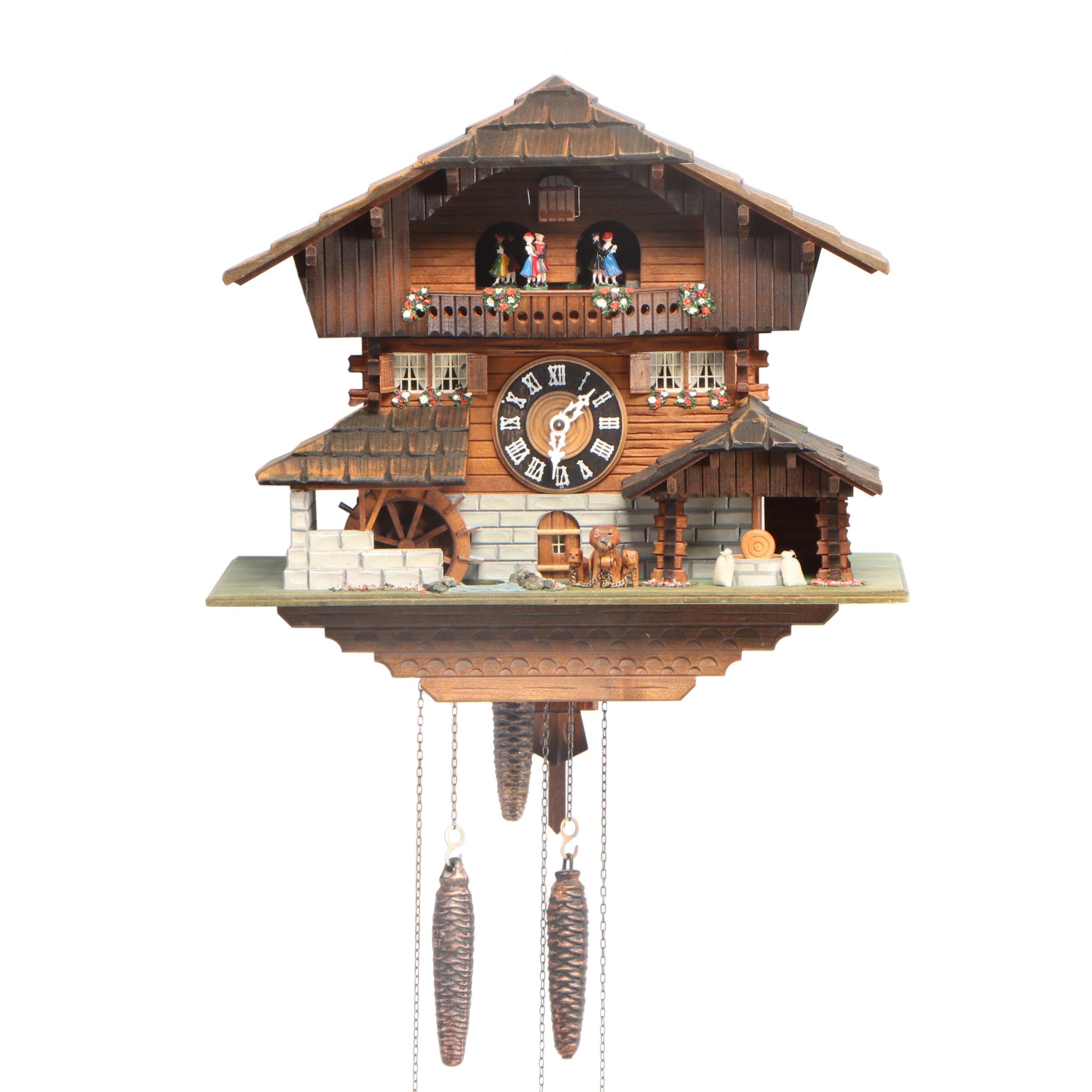 Chalet Cuckoo Clock with Cuendet Swiss Musical Movement, Late 20th ...