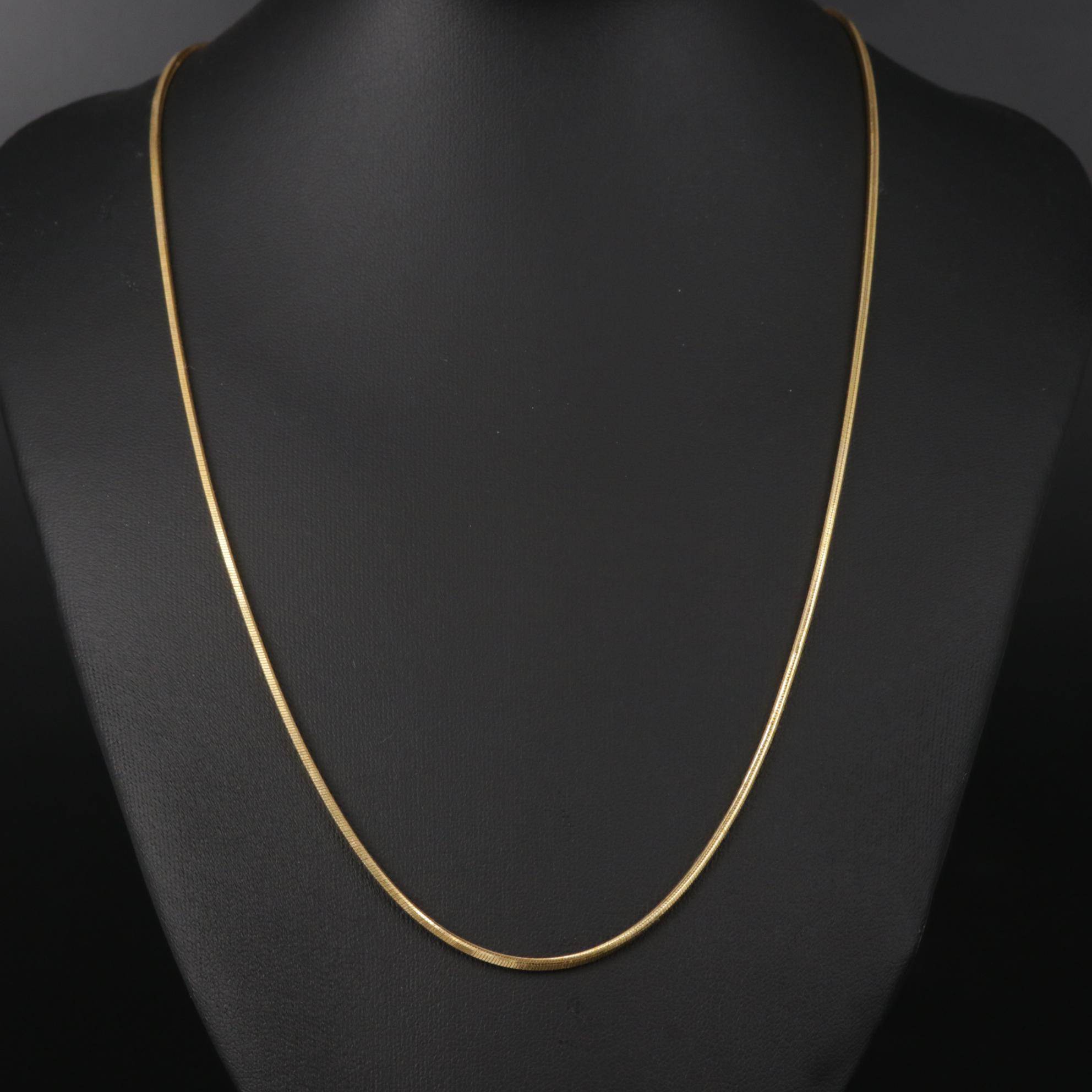 18K Yellow Gold Square Snake Chain Necklace | EBTH