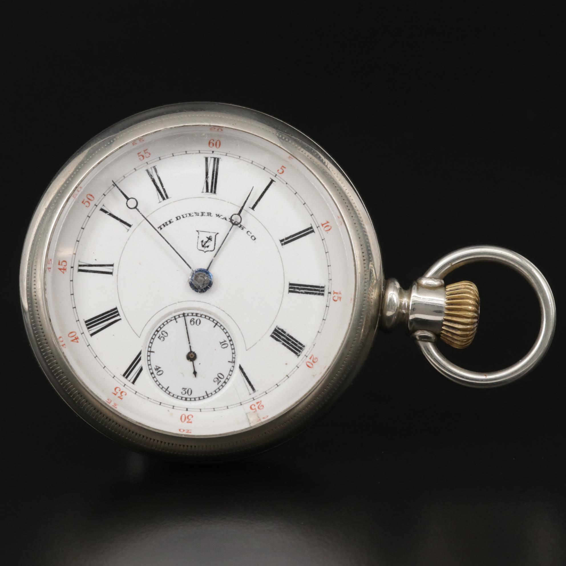 The Dueber Watch Co. By Hampden Antique Nickel Sidewinder Pocket Watch ...