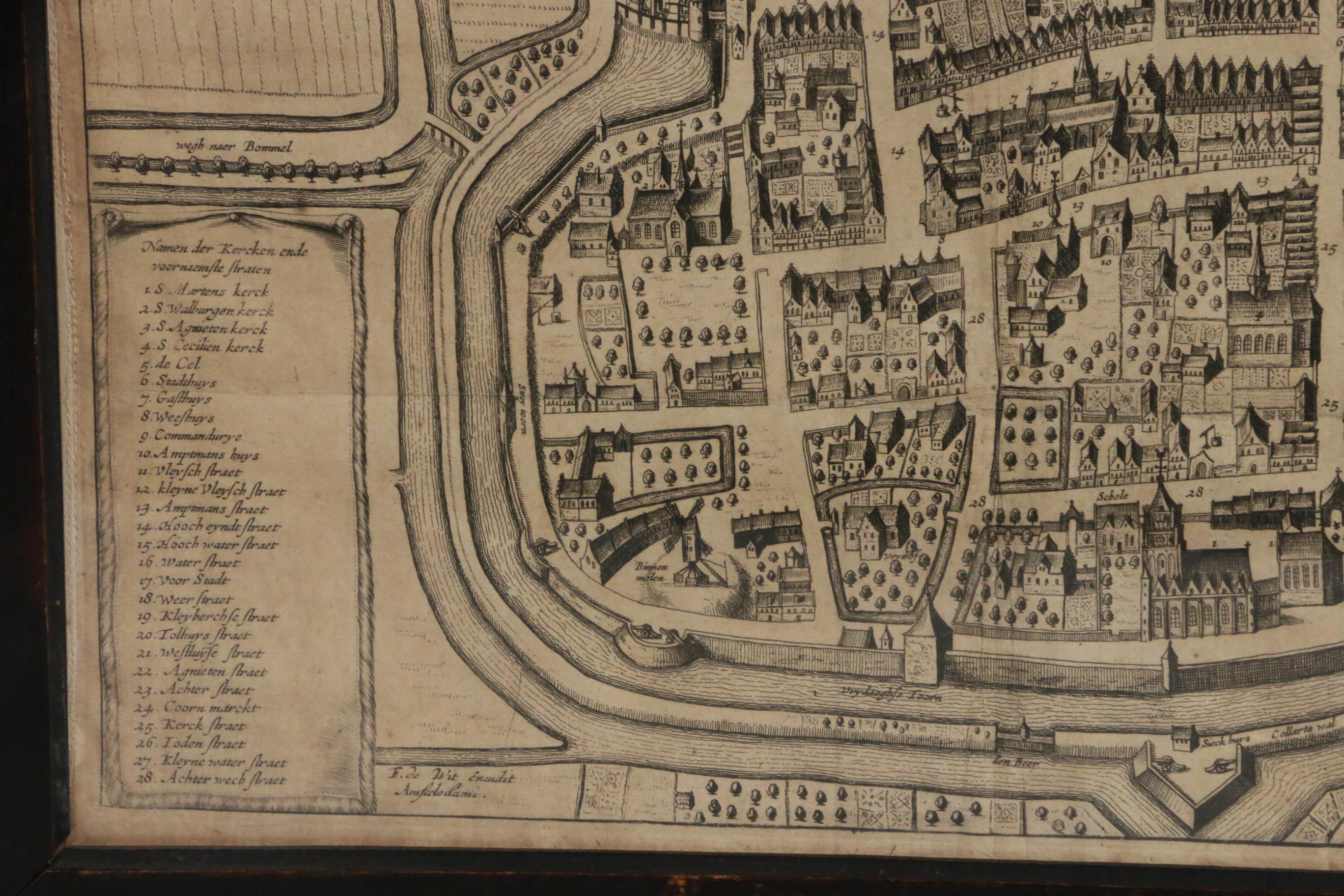 Frederik de Wit Map Engraving of Tiel, Netherlands; 17th Century | EBTH
