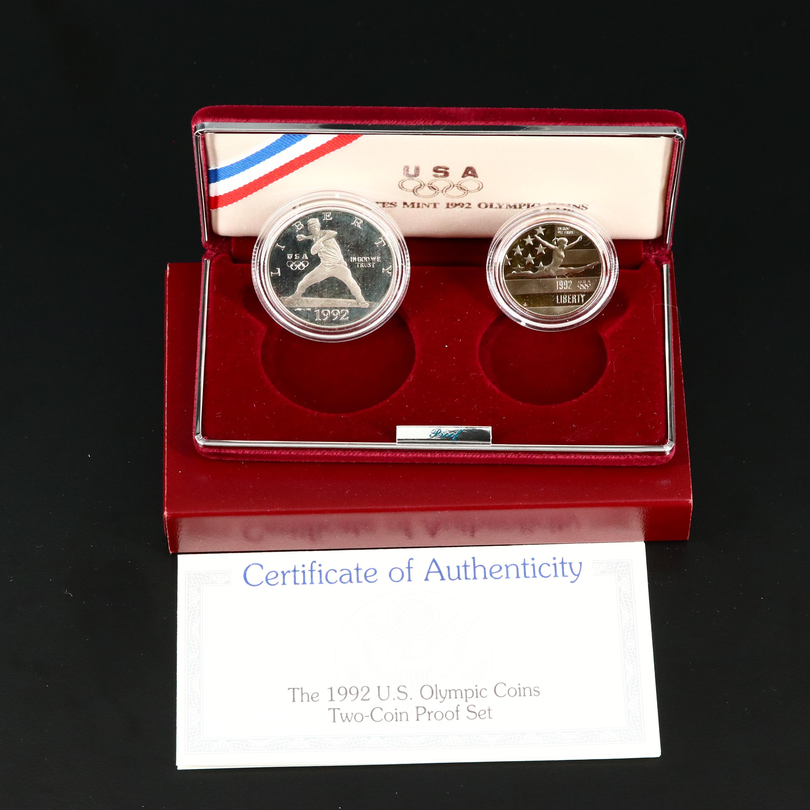1992-S U.S. Olympic Commemorative Two Coin Proof Set | EBTH