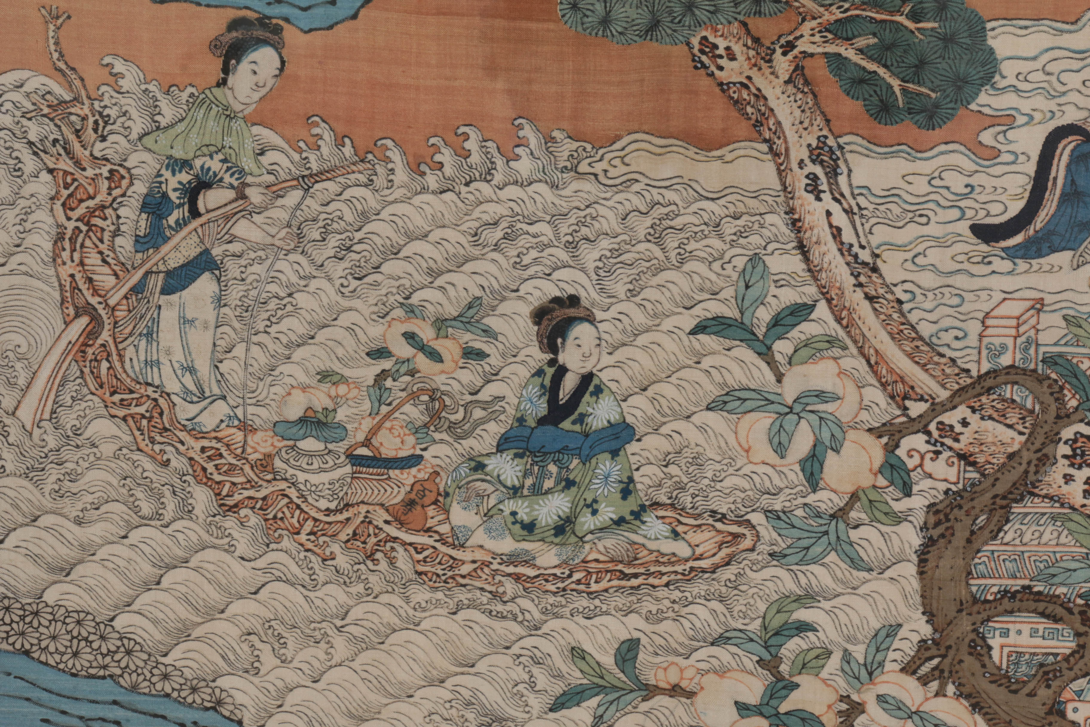 Chinese Kesi Tapestry and Hand-Painted Silk Wall Panel of the Eight ...