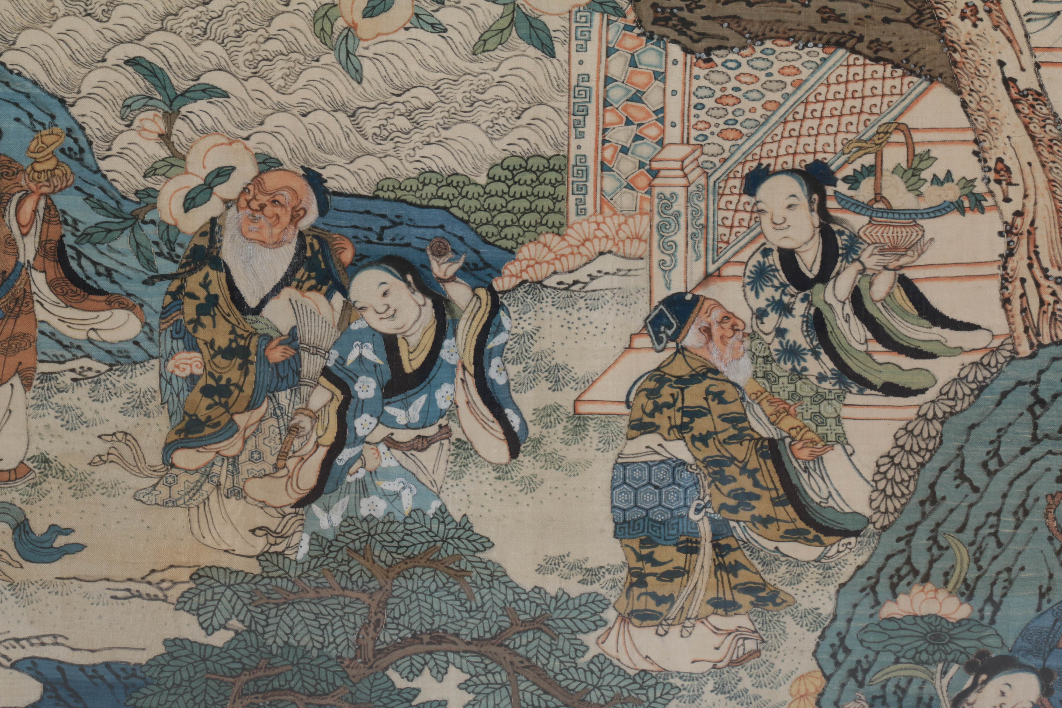 Chinese Kesi Tapestry and Hand-Painted Silk Wall Panel of the Eight ...
