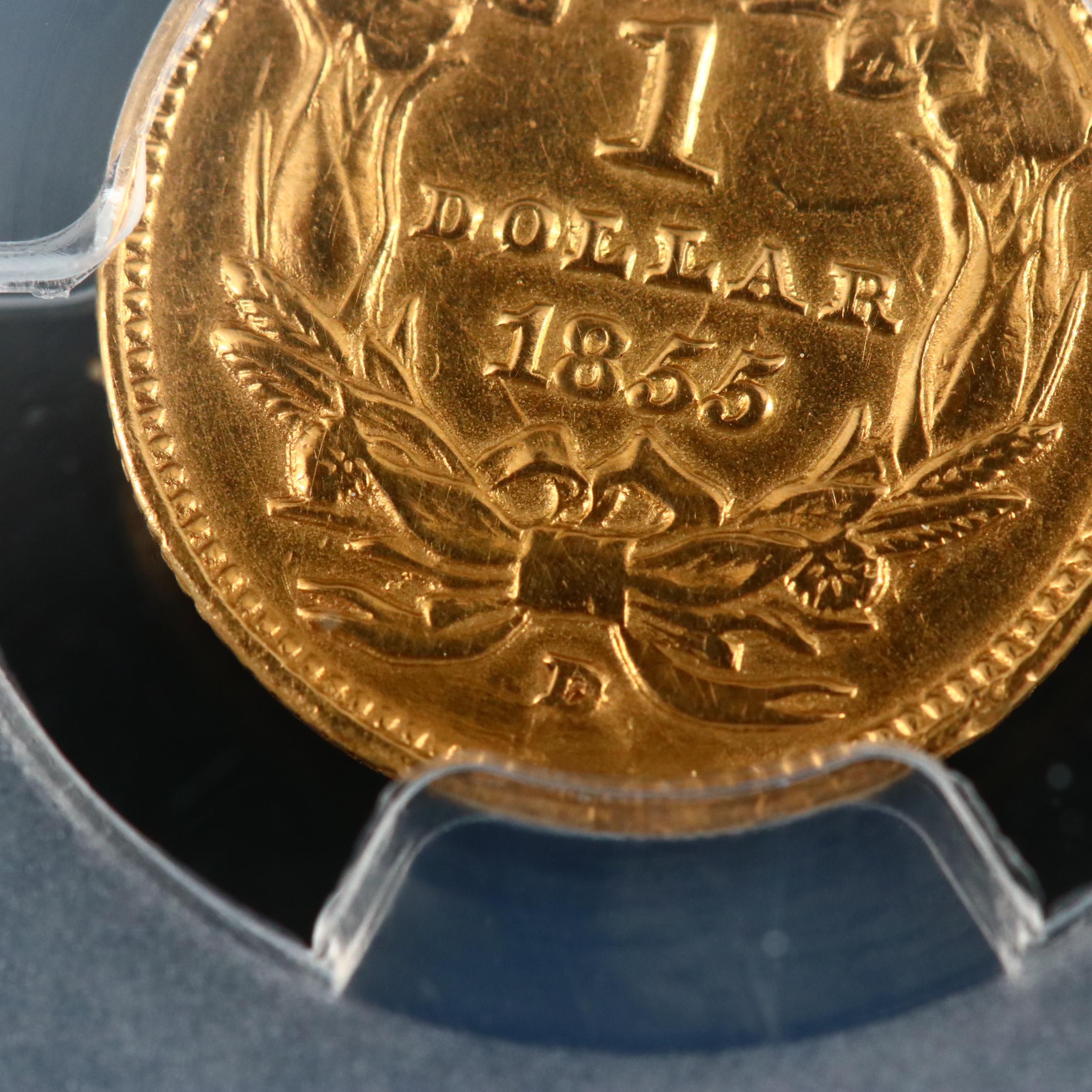 PCGS Genuine 1855-D Indian Head Princess $1 Gold Coin | EBTH