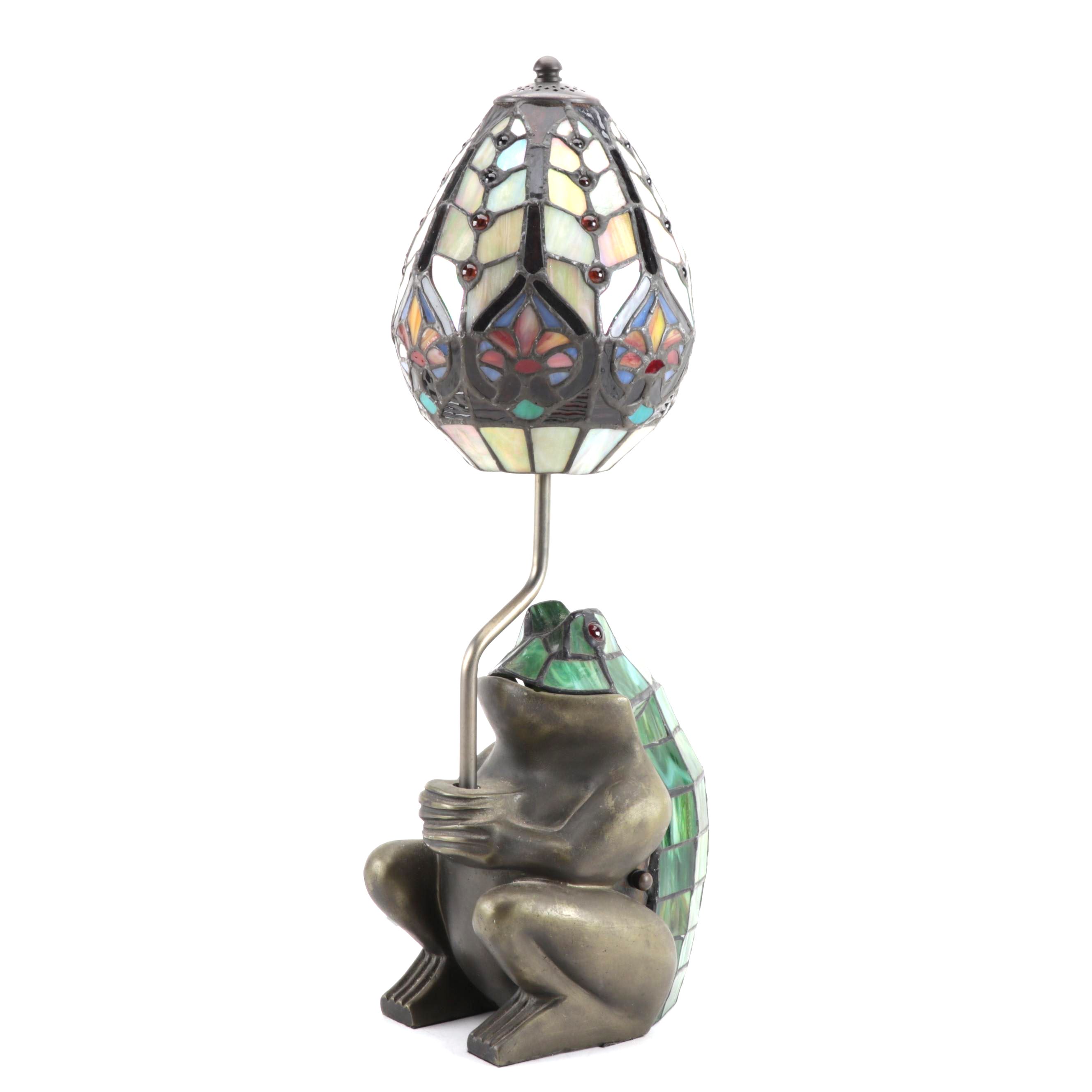 Slag Glass Frog Table Lamp | EBTH