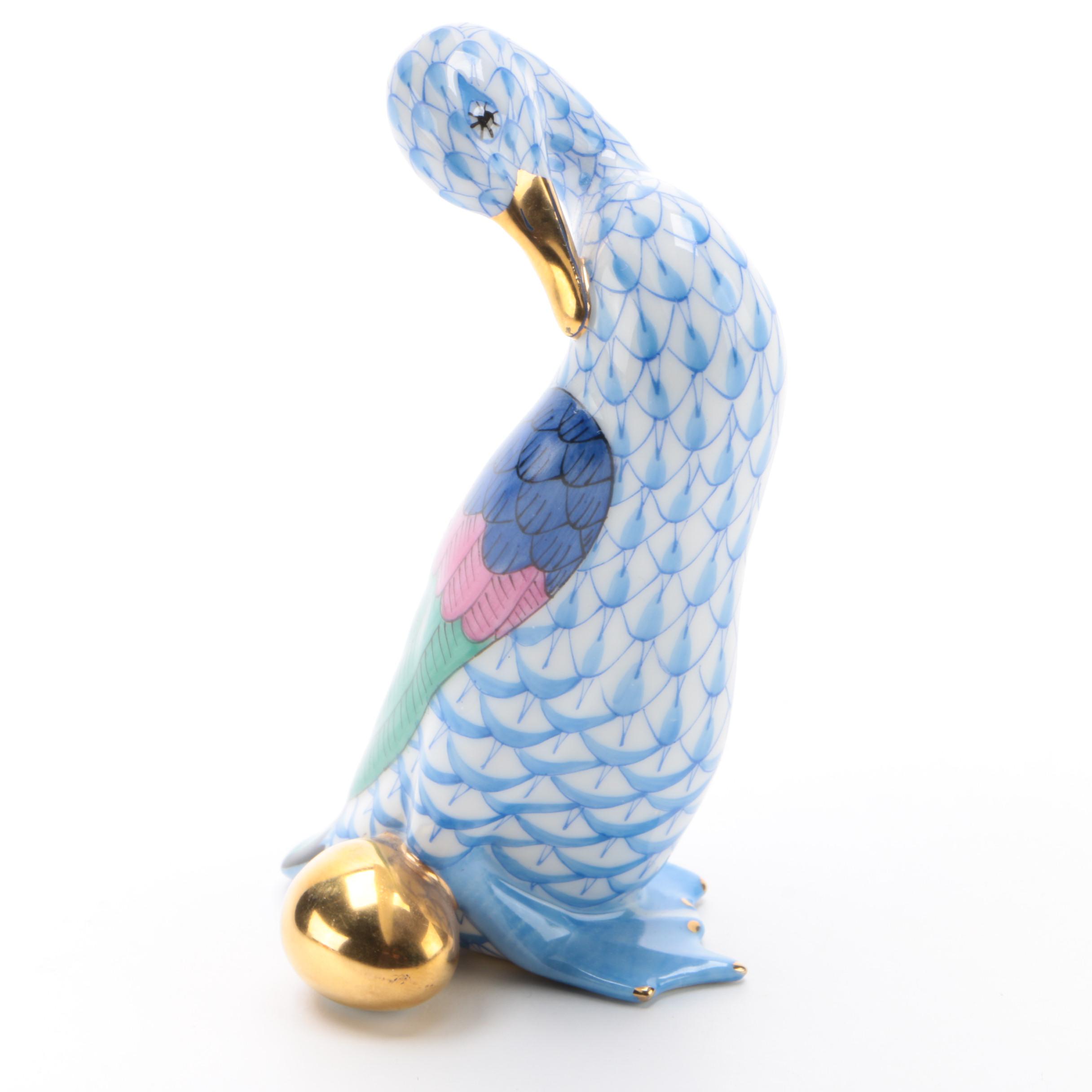 Herend Blue Fishnet "Goose with Golden Egg" Porcelain Figurine, July ...