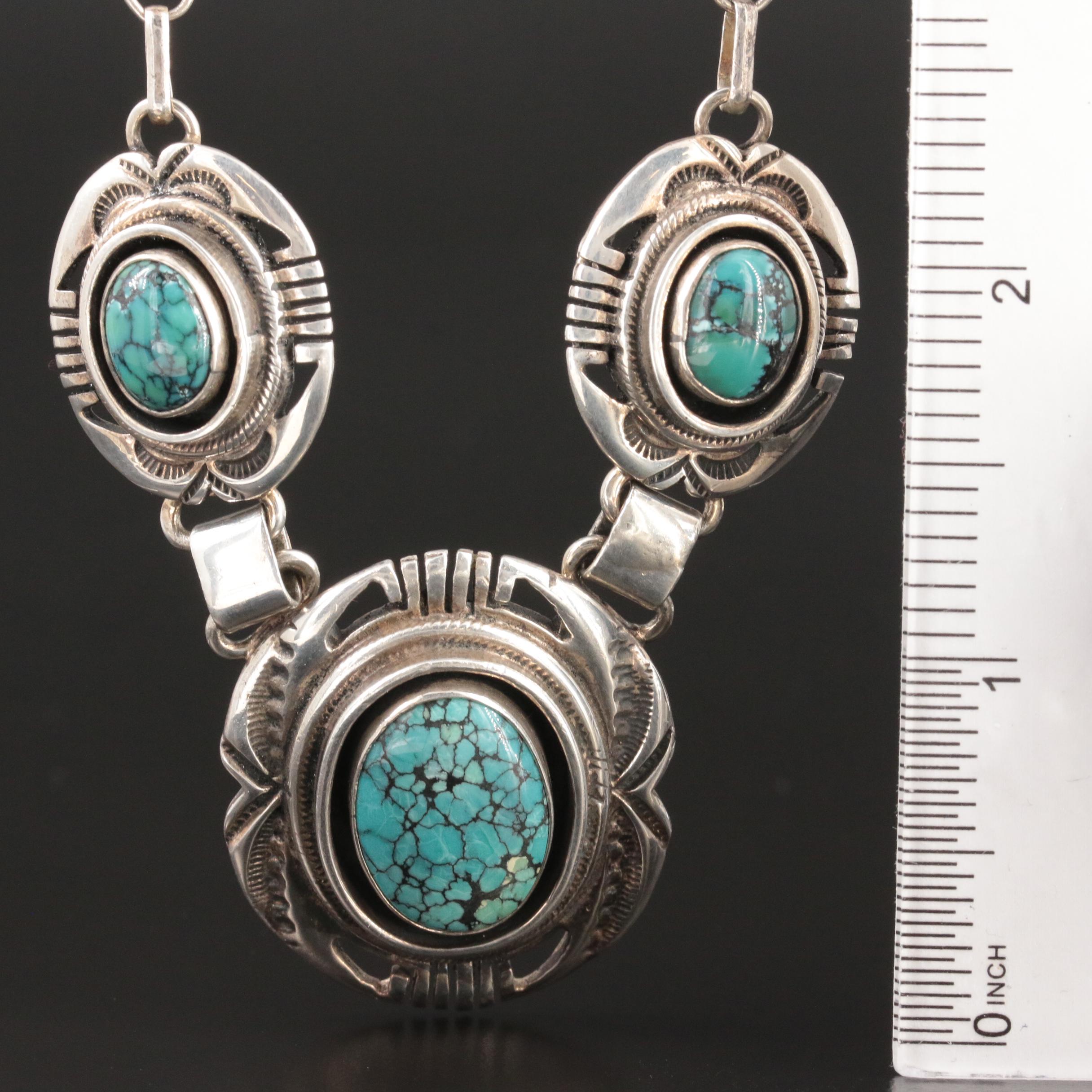 Roie Jaque Navajo Diné Sterling Turquoise Necklace | EBTH