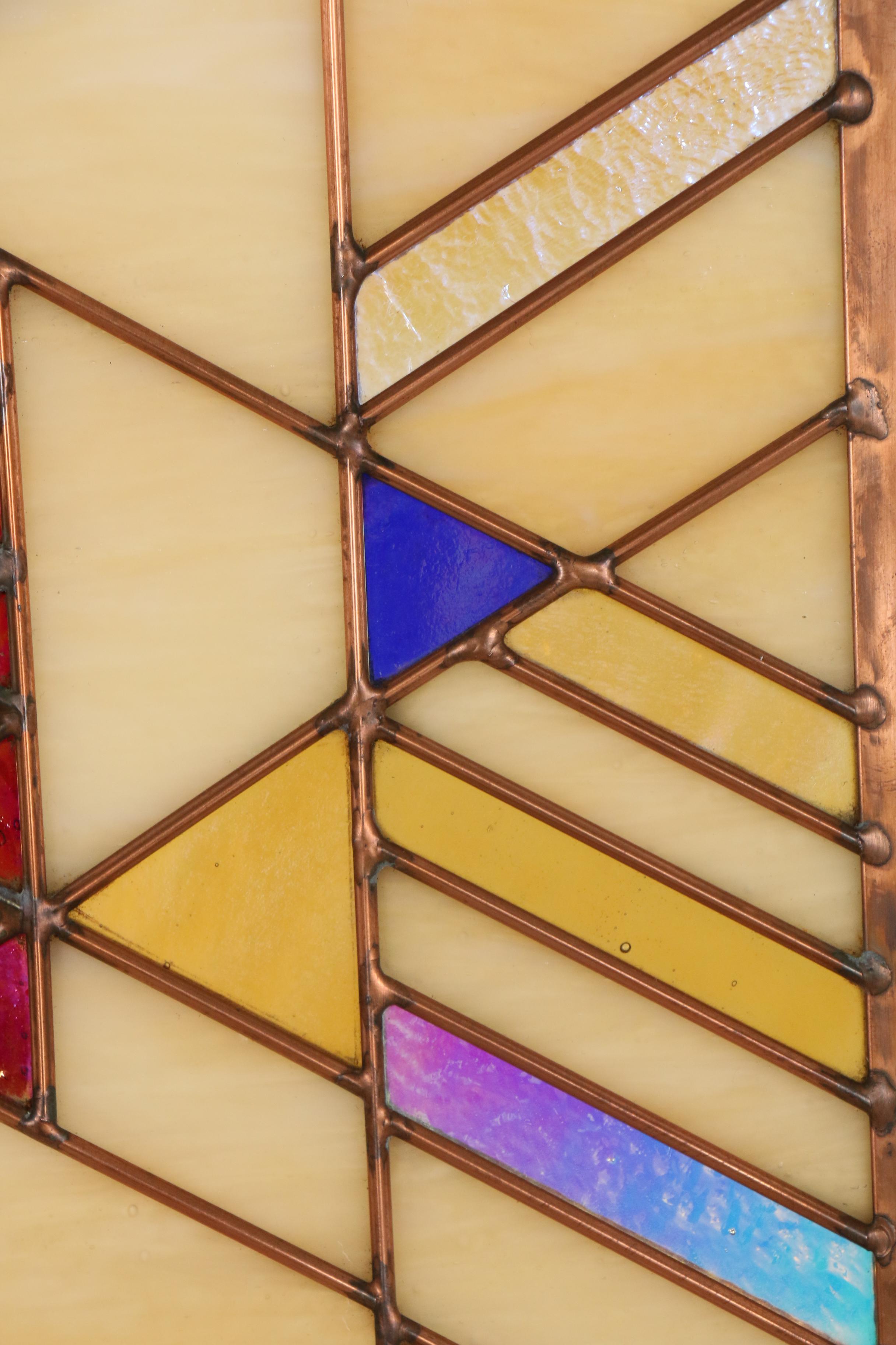 Arts and Crafts Style Geometric Stained Glass Window | EBTH